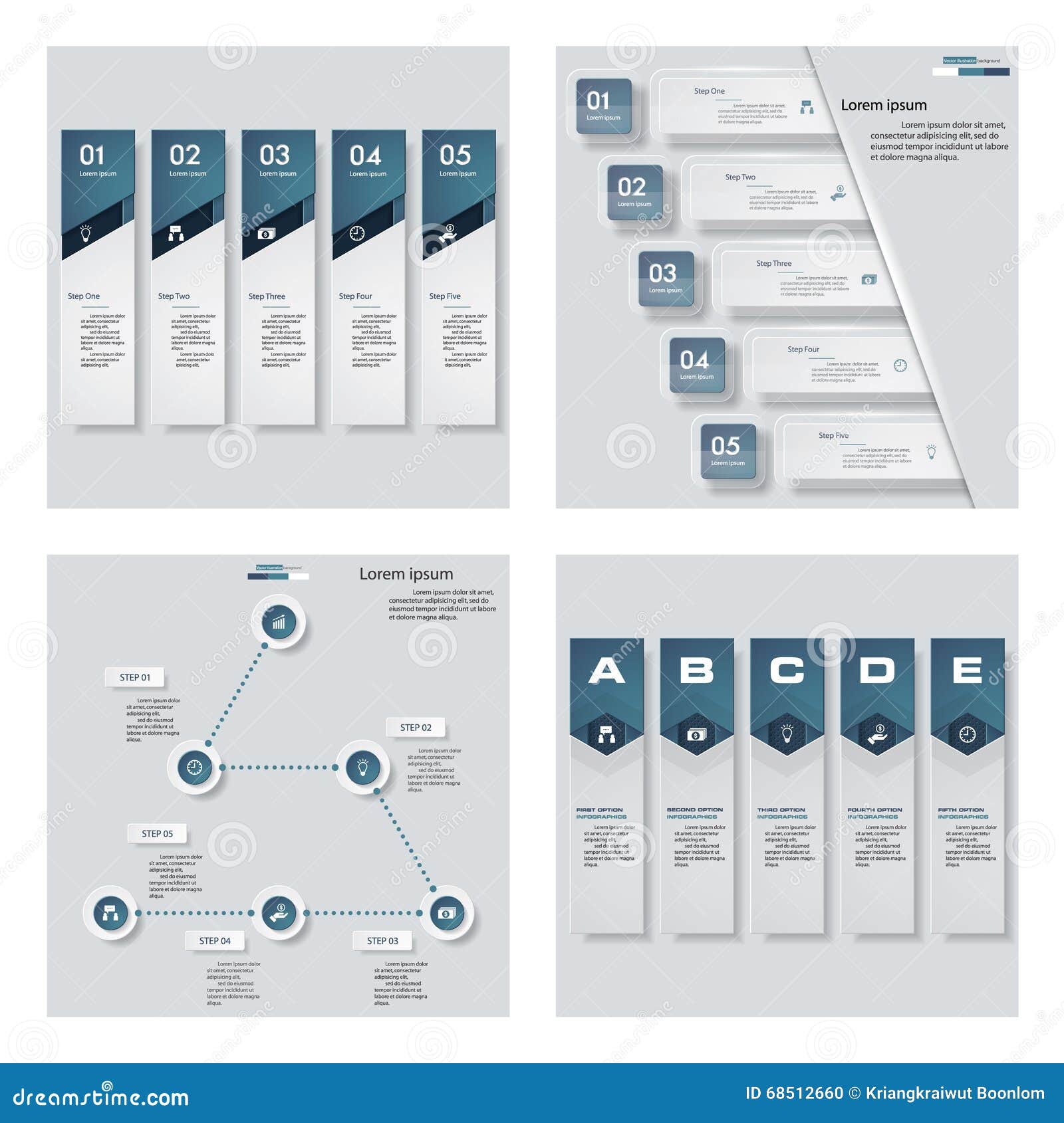 Collection of 4 Blue Color Template/graphic or Website Layout. Vector ...