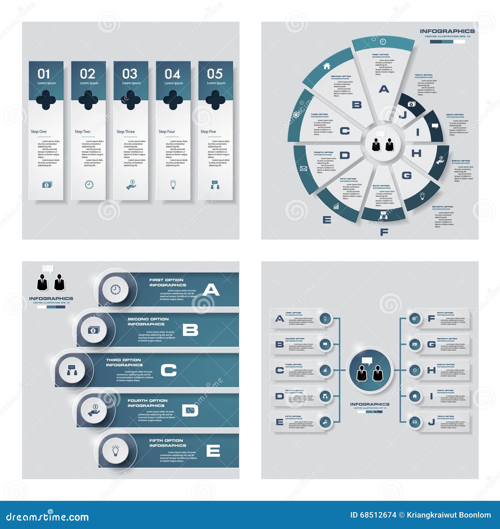 Collection of 4 Blue Color Template/graphic or Website Layout. Vector ...
