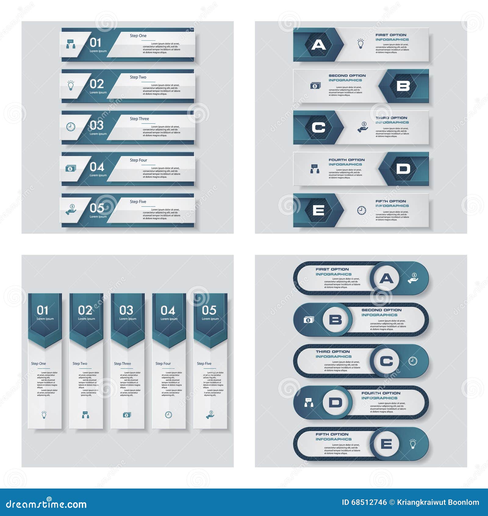 Collection of 4 Blue Color Template/graphic or Website Layout. Vector ...