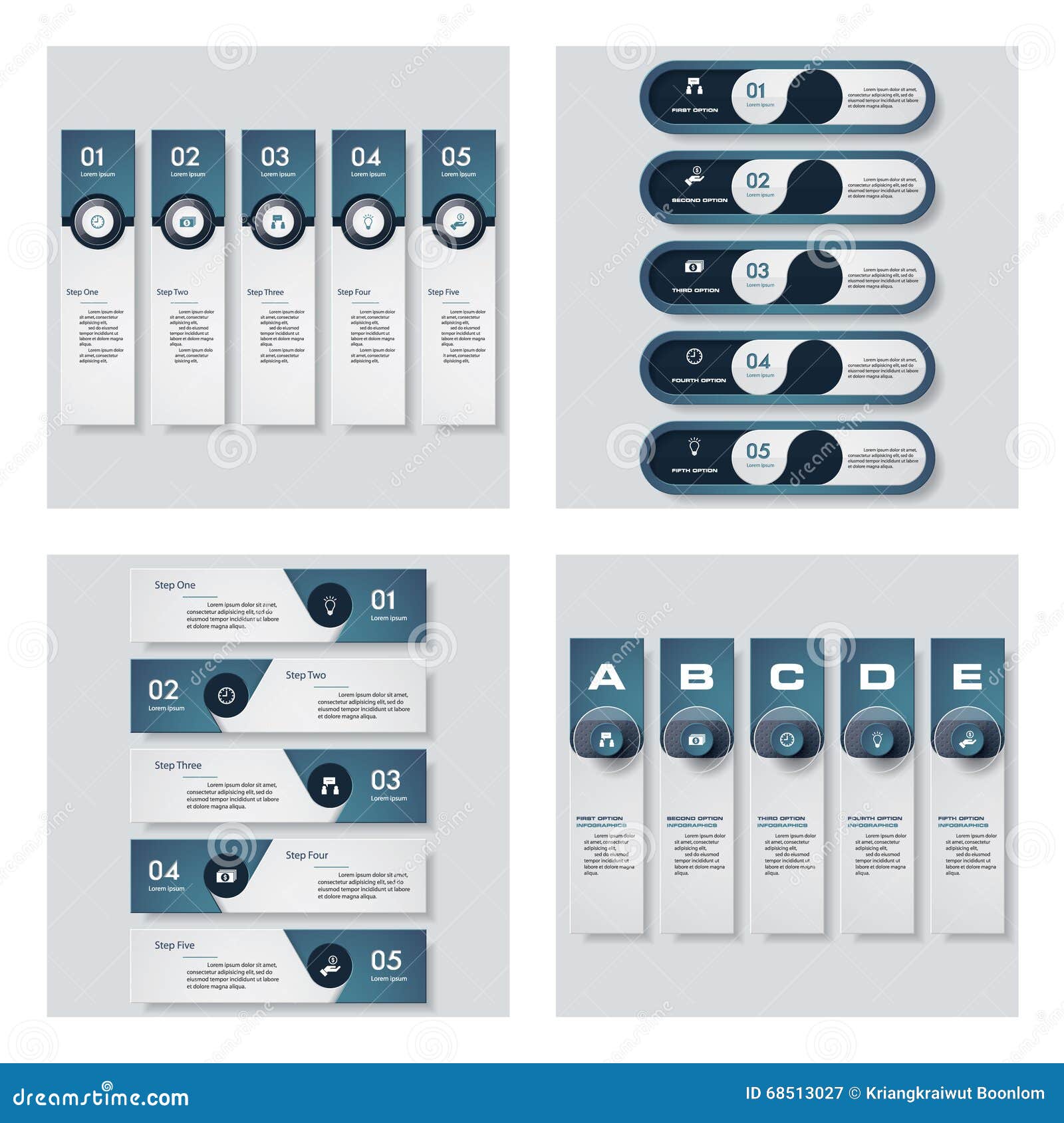 Collection of 4 Blue Color Template/graphic or Website Layout. Vector ...