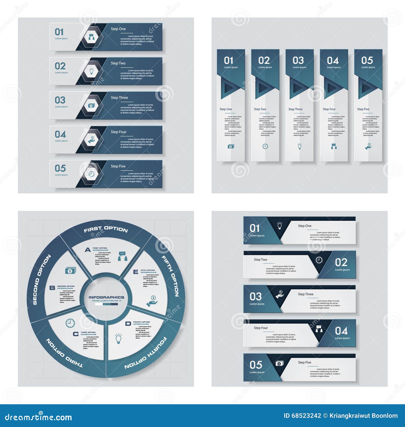 Collection of 4 Blue Color Template/graphic or Website Layout. Vector ...