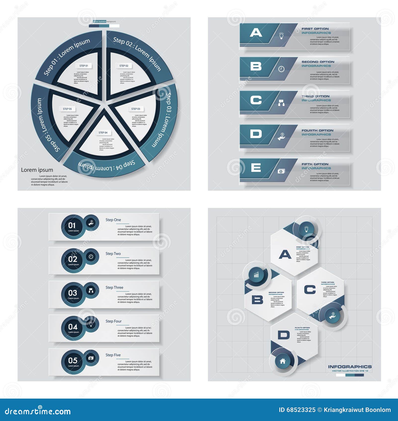 Collection of 4 Blue Color Template/graphic or Website Layout. Vector ...