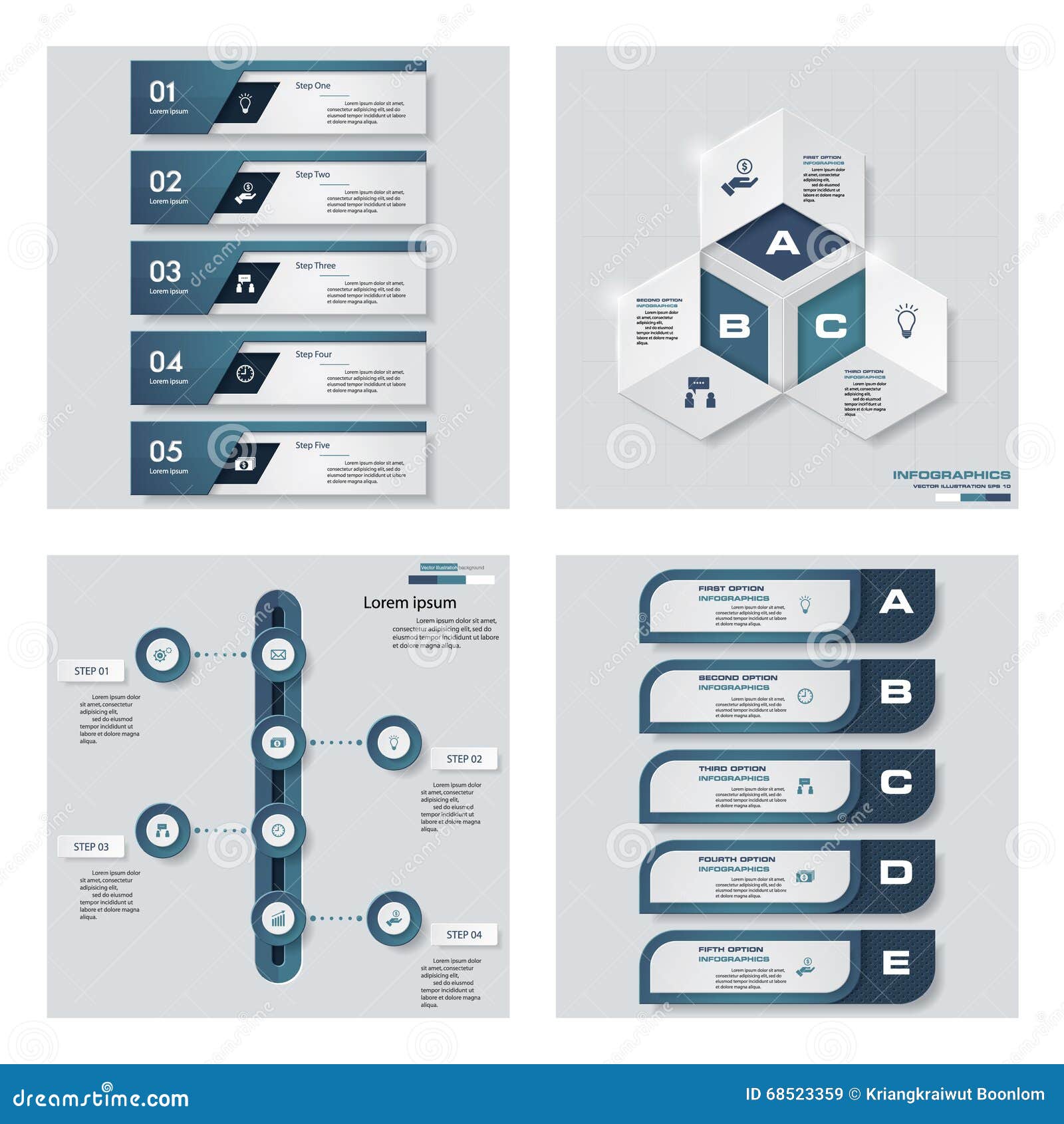 Collection of 4 Blue Color Template/graphic or Website Layout. Vector ...