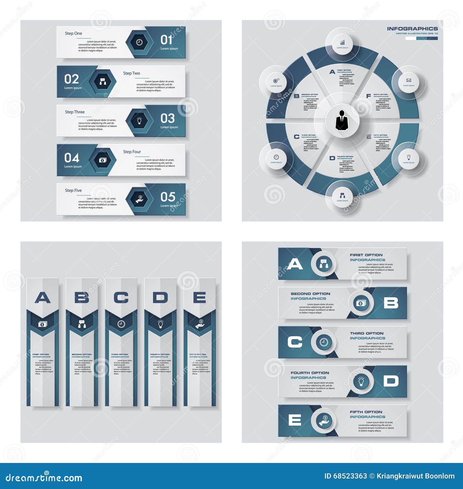 Collection of 4 Blue Color Template/graphic or Website Layout. Vector ...