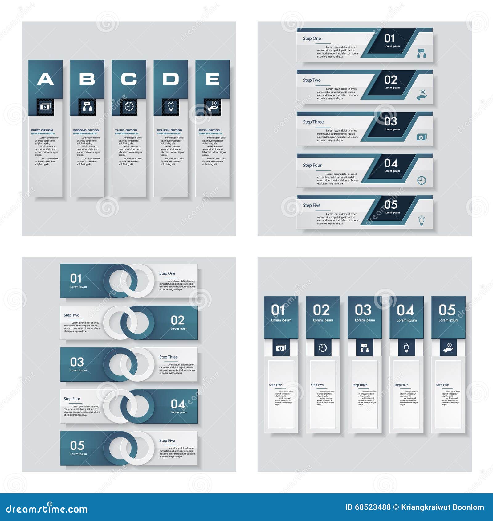 Collection of 4 Blue Color Template/graphic or Website Layout. Vector ...