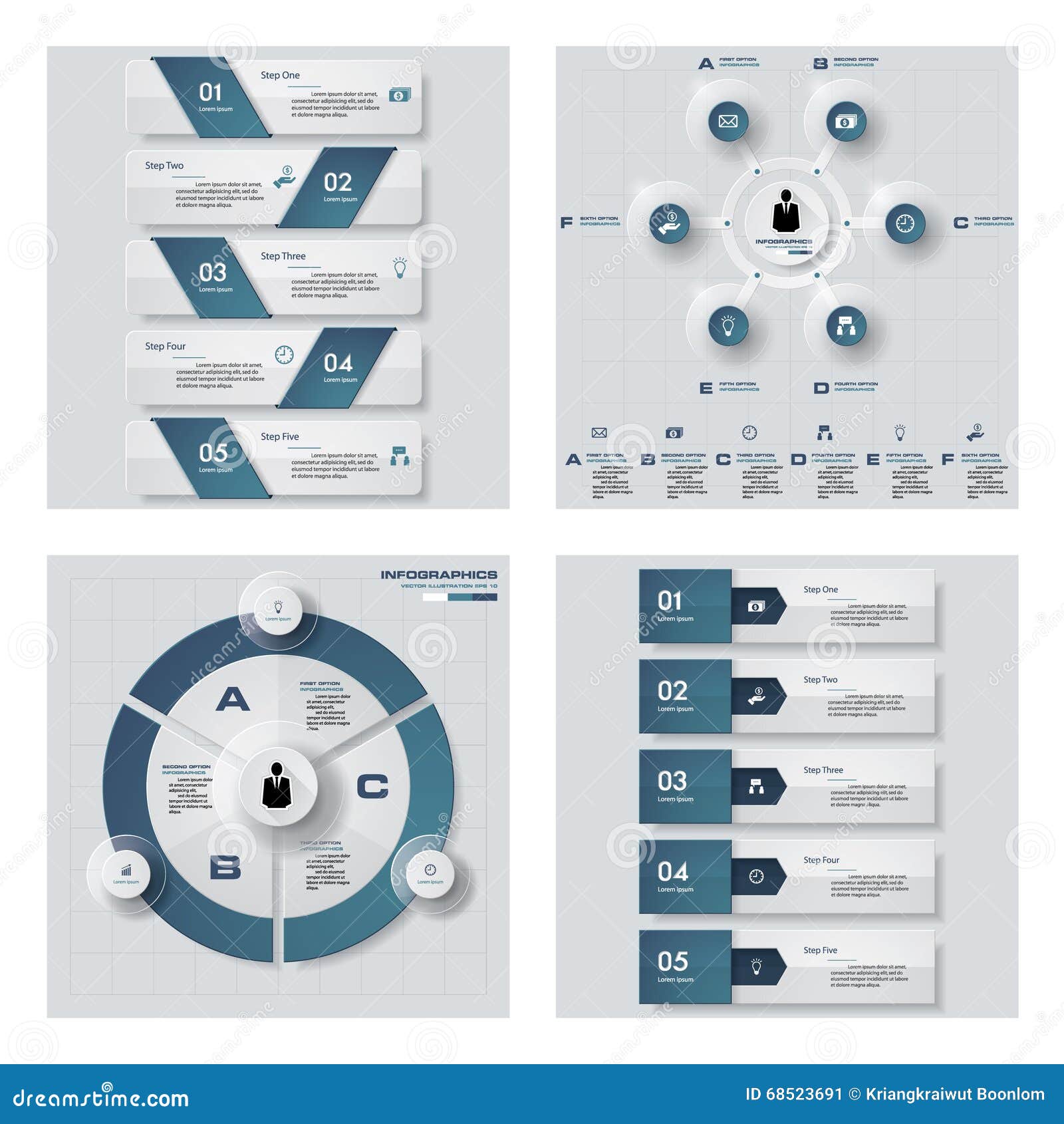 Collection of 4 Blue Color Template/graphic or Website Layout. Vector ...