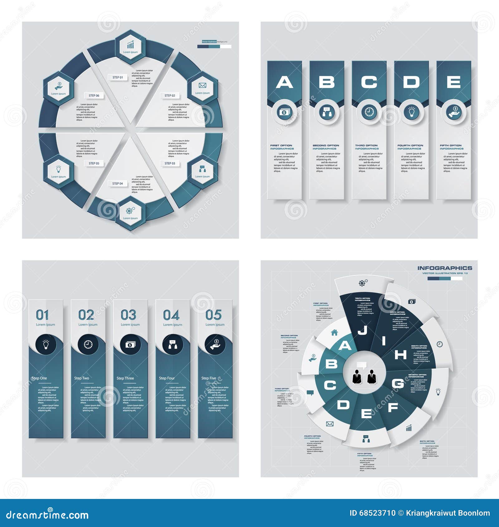 Collection of 4 Blue Color Template/graphic or Website Layout. Vector ...