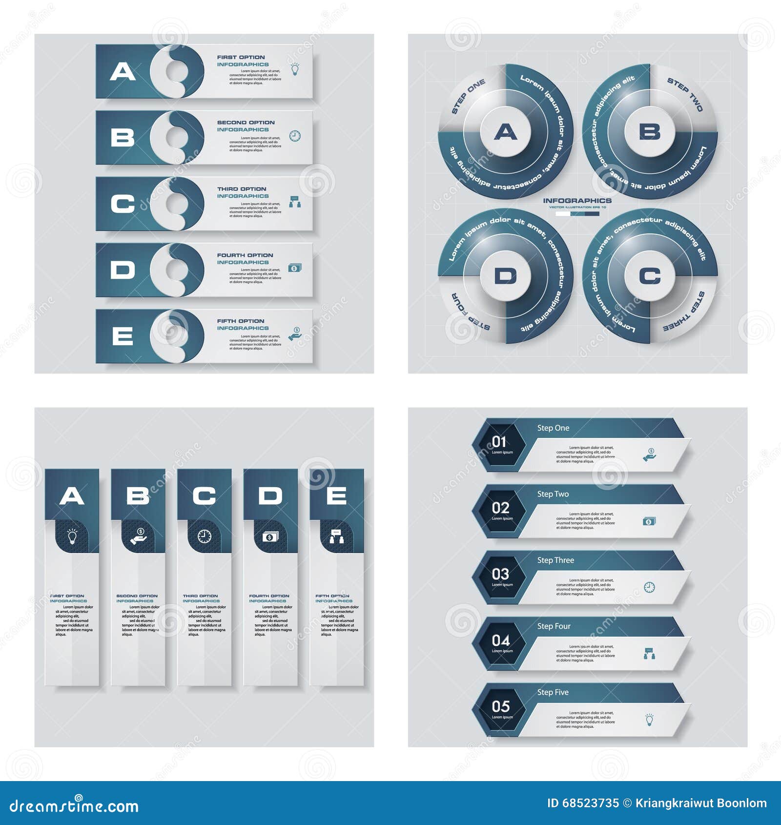 Collection of 4 Blue Color Template/graphic or Website Layout. Vector ...