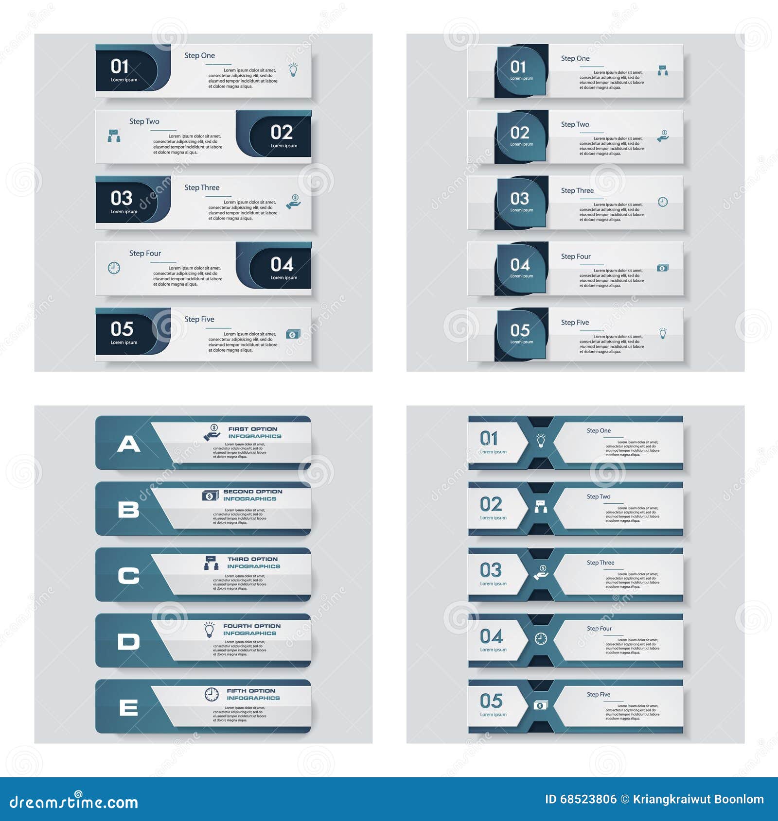 Collection of 4 Blue Color Template/graphic or Website Layout. Vector ...
