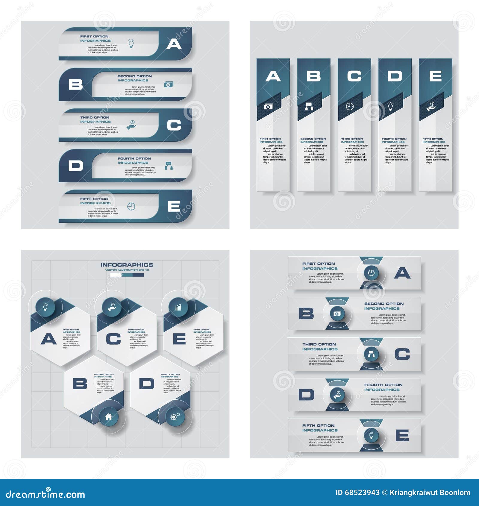 Collection of 4 Blue Color Template/graphic or Website Layout. Vector ...