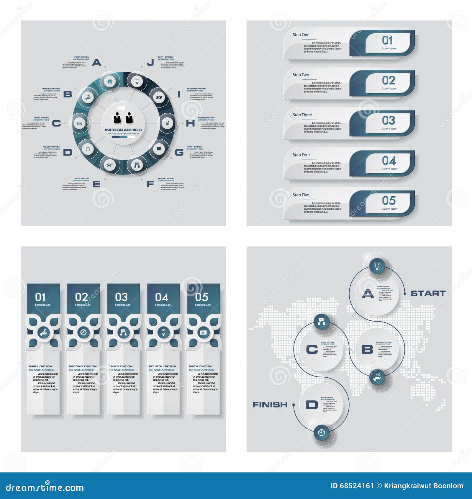 Collection of 4 Blue Color Template/graphic or Website Layout. Vector ...