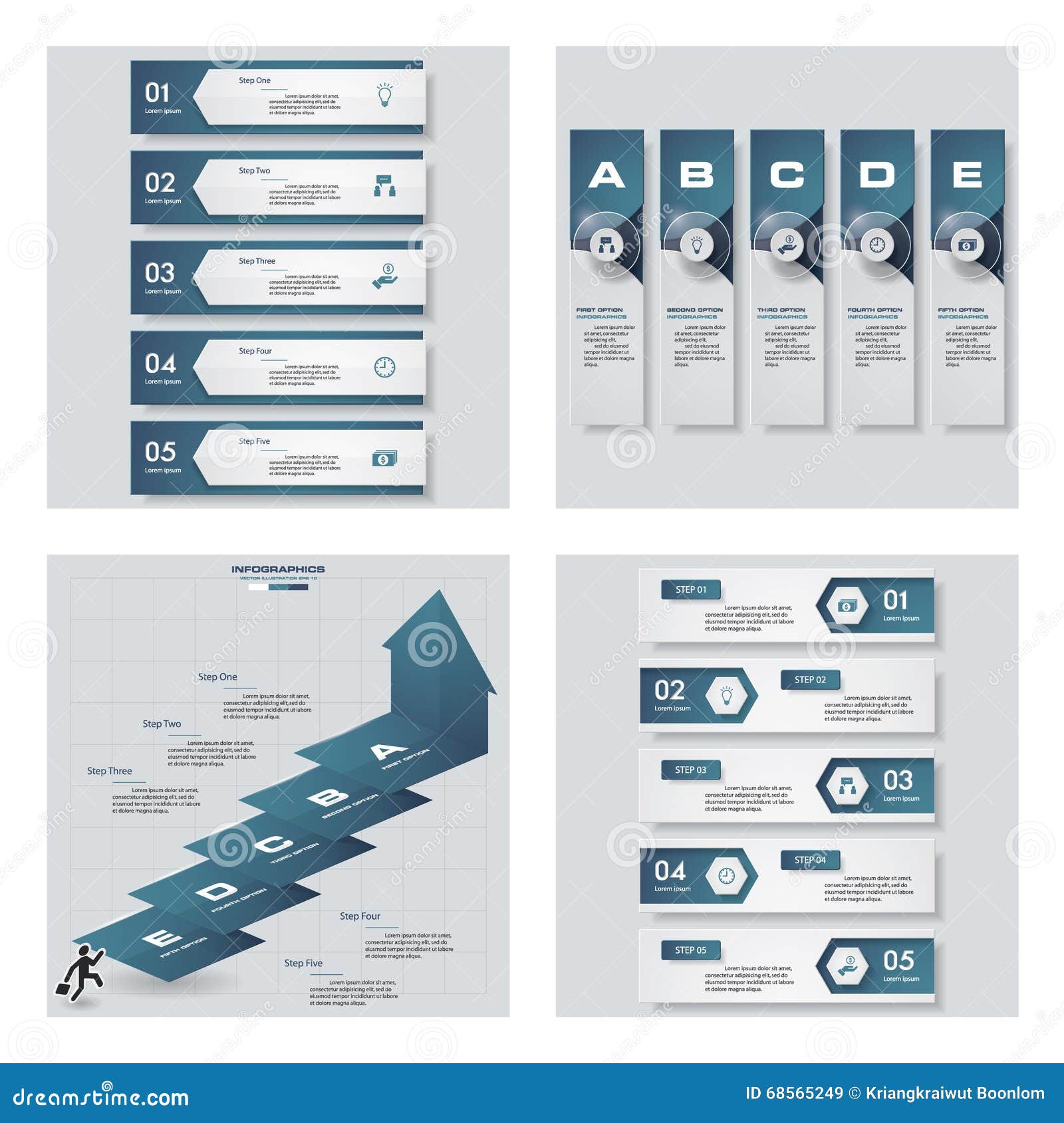 Collection of 4 Blue Color Template/graphic or Website Layout. Vector ...