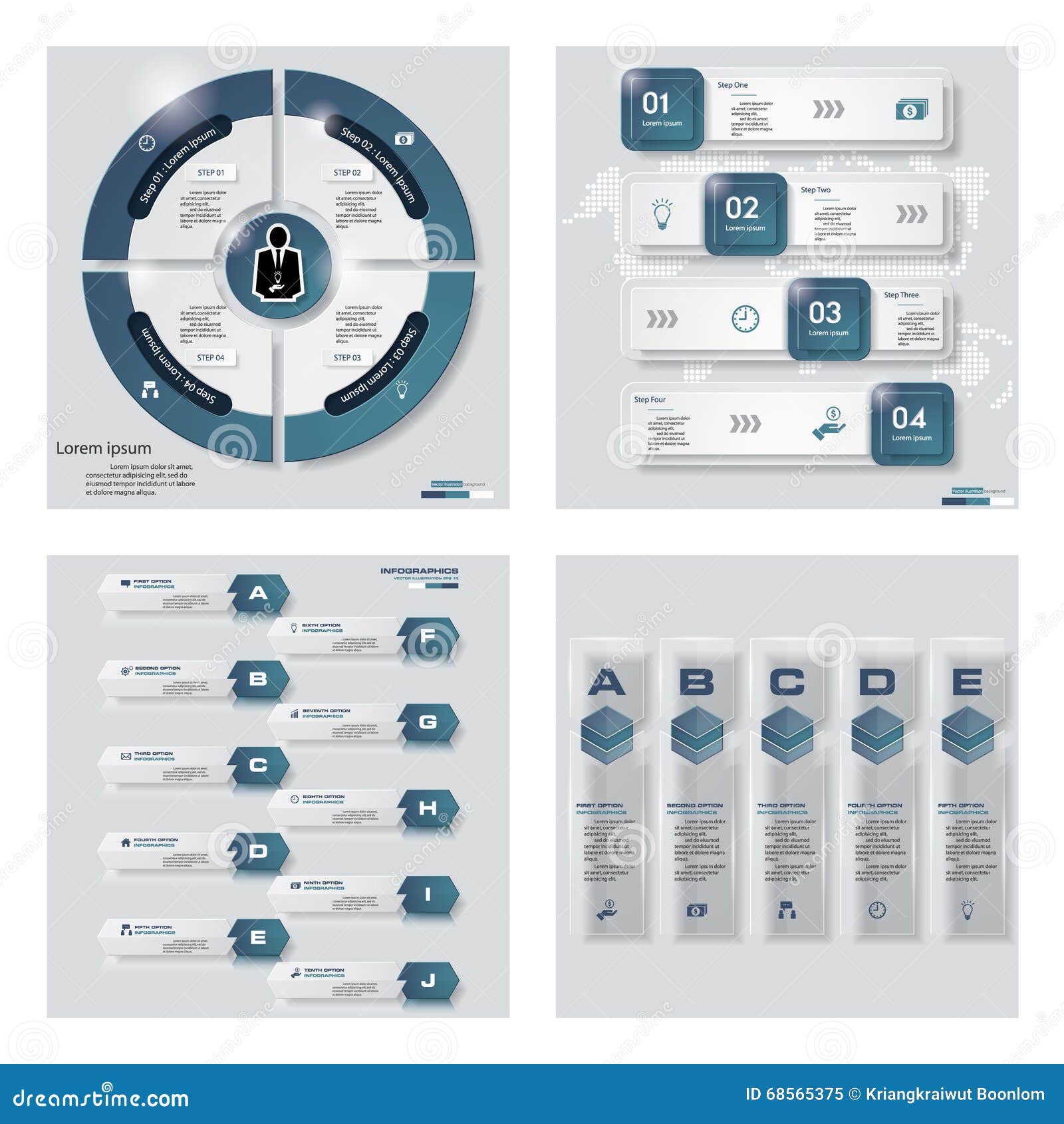 Collection of 4 Blue Color Template/graphic or Website Layout. Vector ...