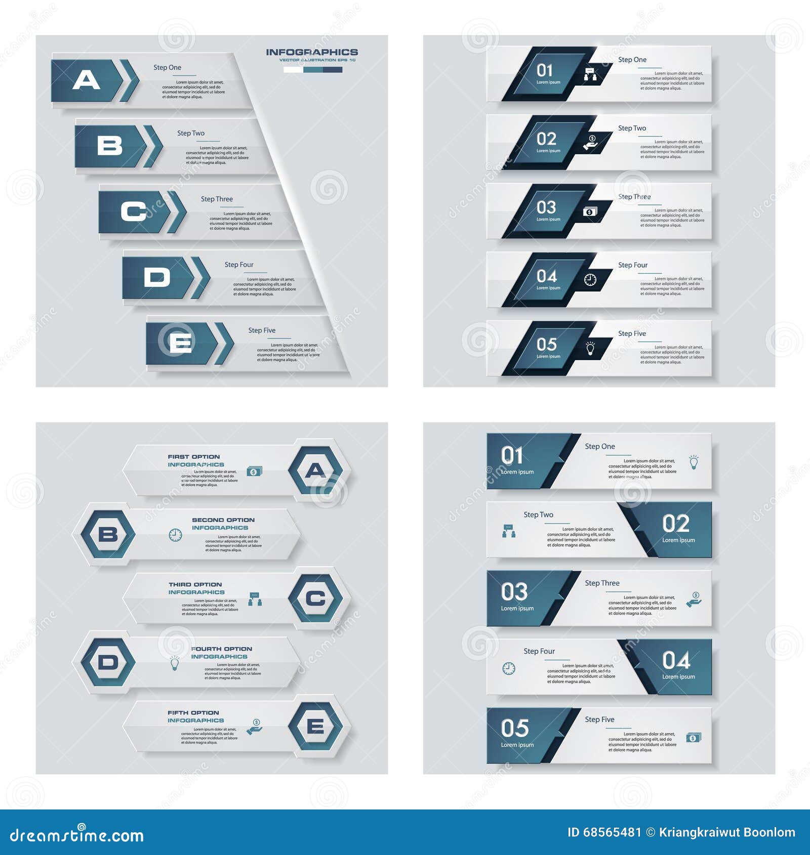 Collection of 4 Blue Color Template/graphic or Website Layout. Vector ...