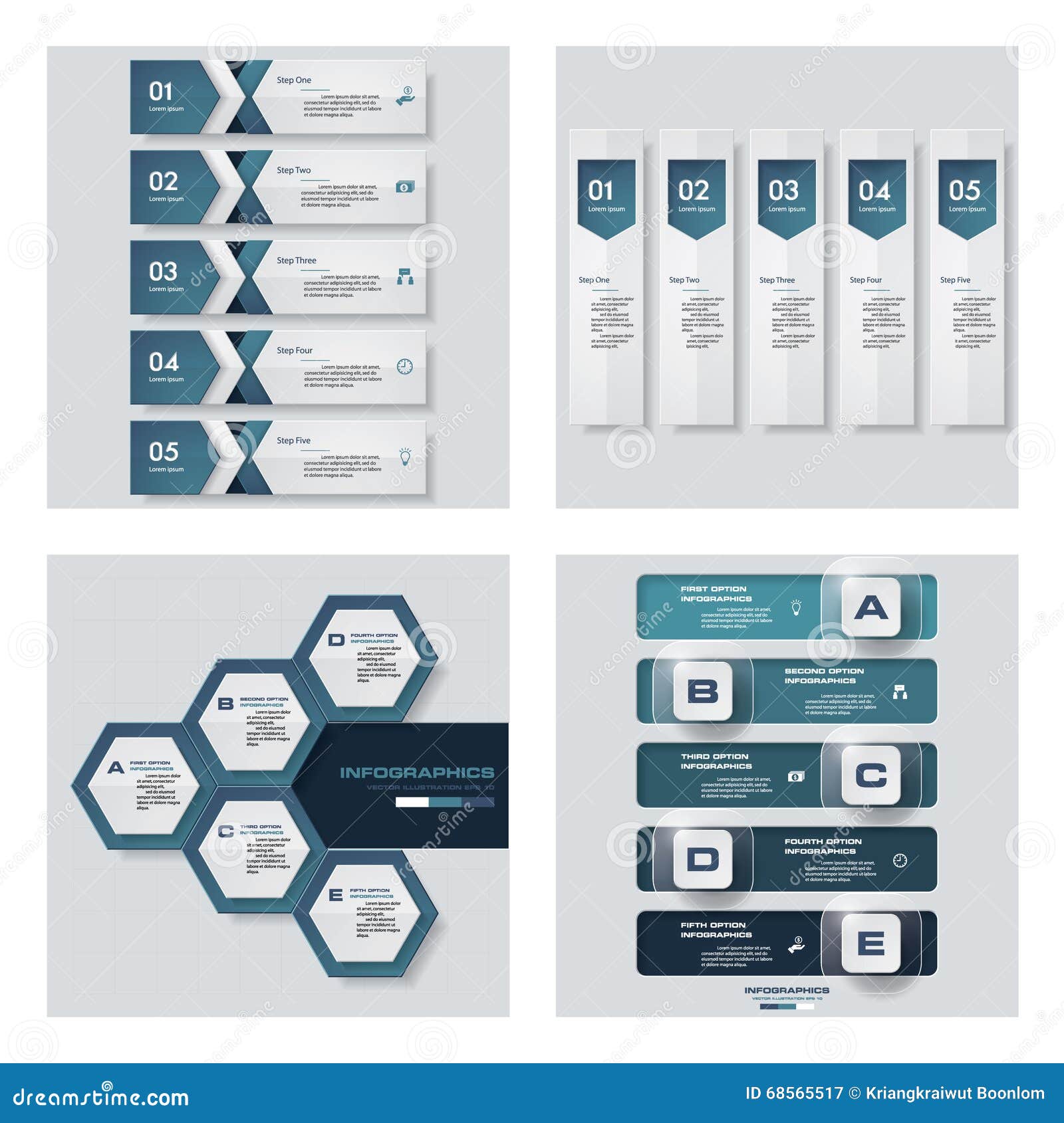 Collection of 4 Blue Color Template/graphic or Website Layout. Vector ...