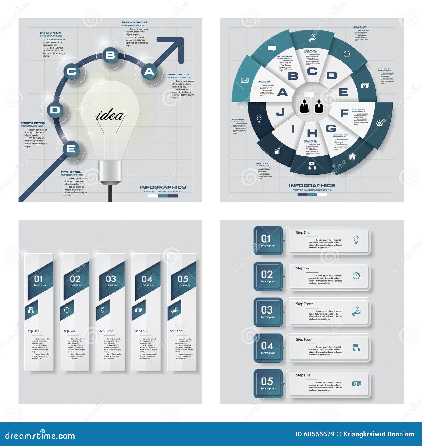 Collection of 4 Blue Color Template/graphic or Website Layout. Vector ...