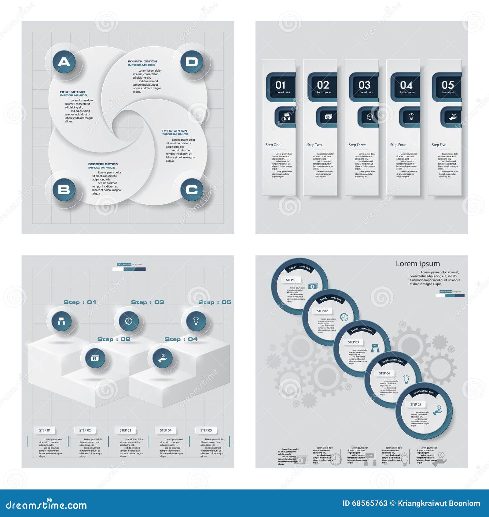 Collection of 4 Blue Color Template/graphic or Website Layout. Vector ...