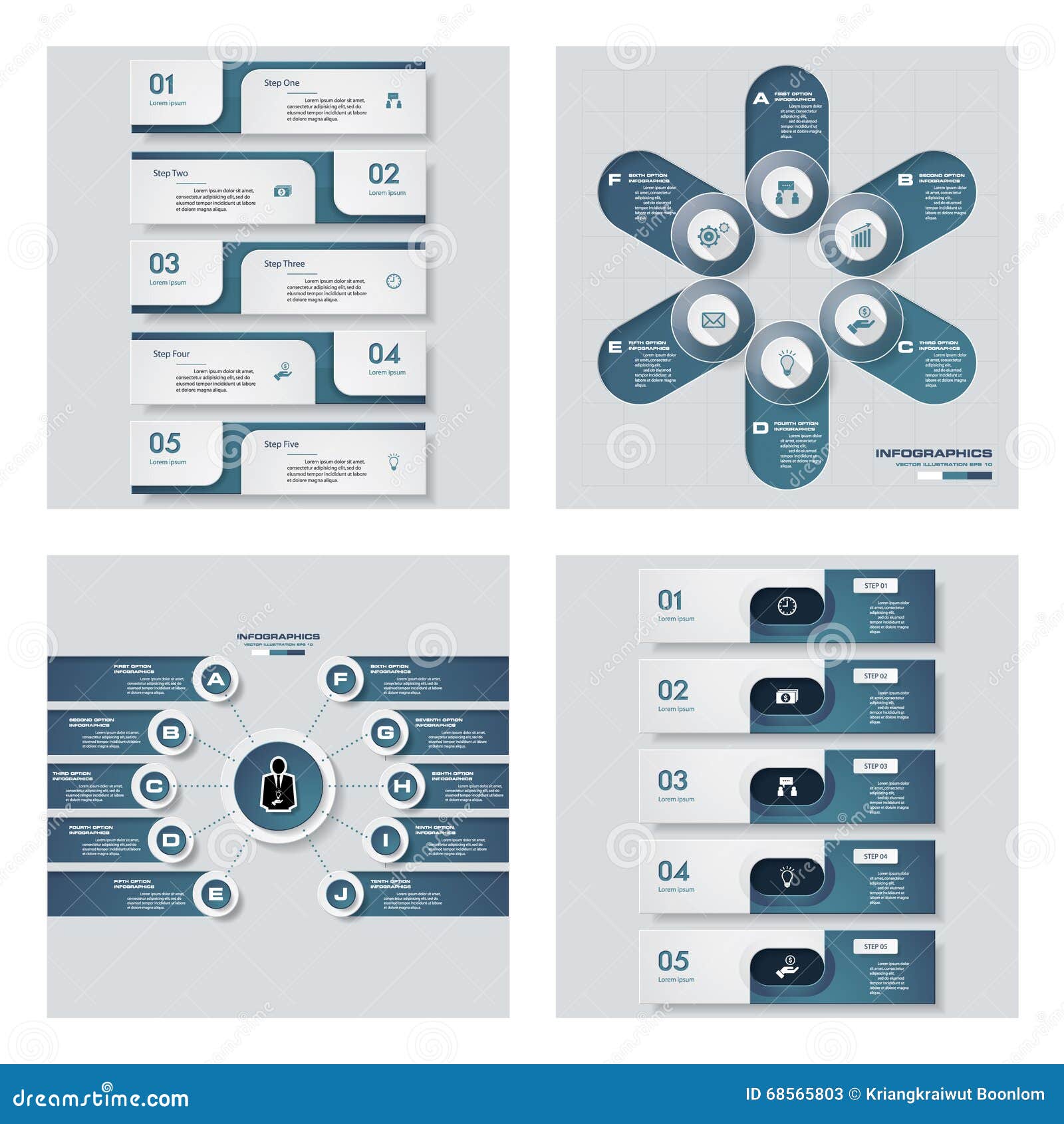 Collection of 4 Blue Color Template/graphic or Website Layout. Vector ...