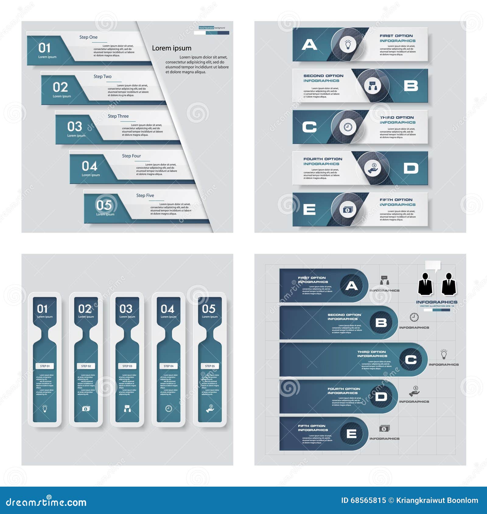 Collection of 4 Blue Color Template/graphic or Website Layout. Vector ...