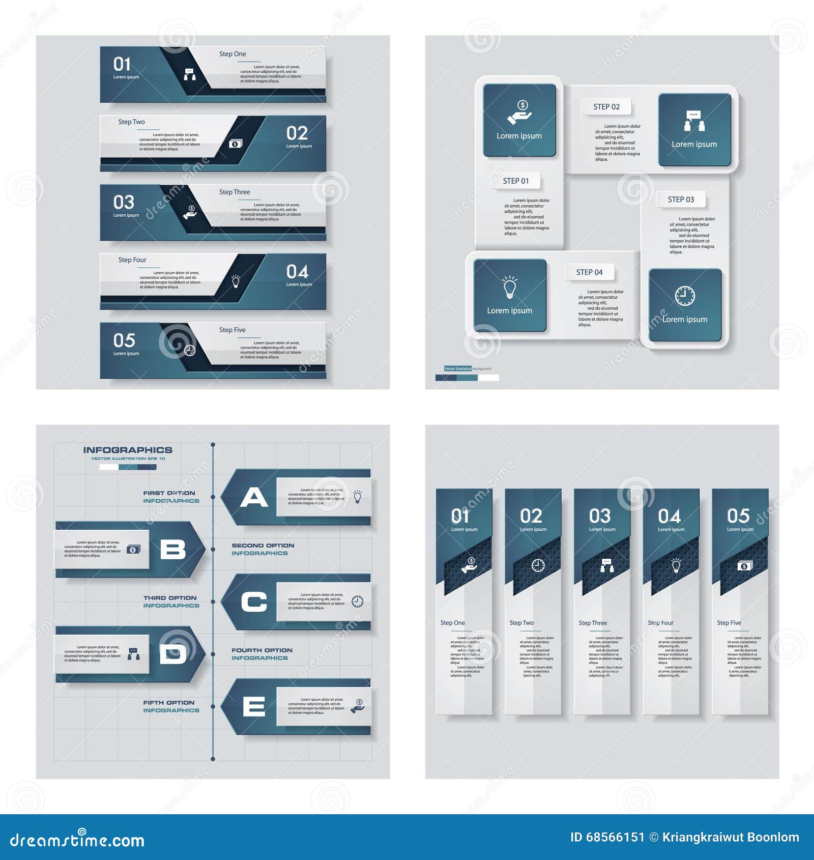 Collection of 4 Blue Color Template/graphic or Website Layout. Vector ...