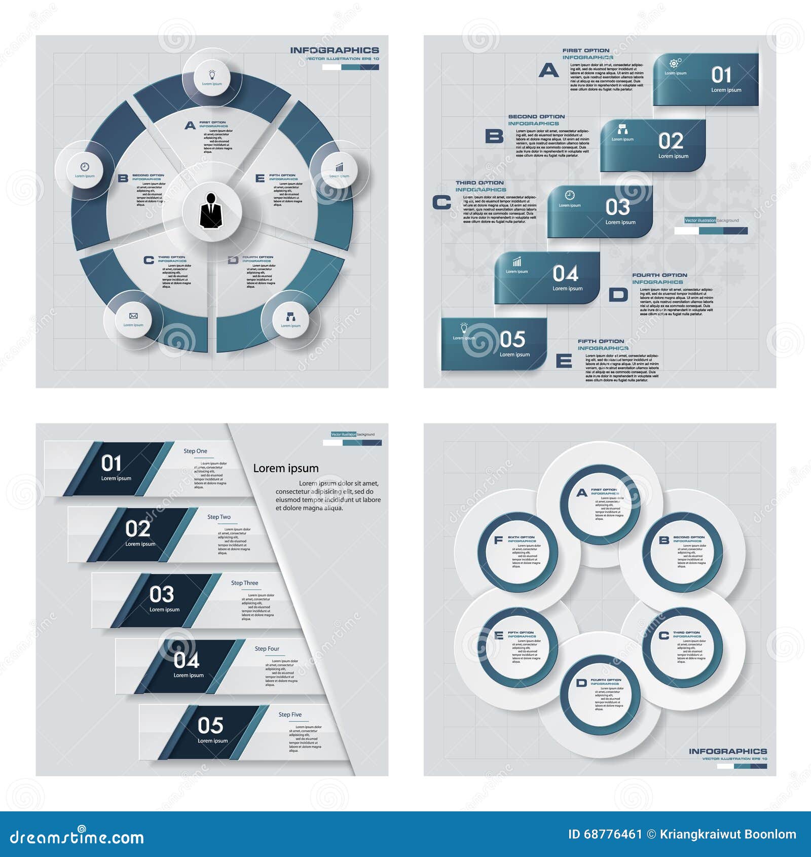 Collection of 4 Blue Color Template/graphic or Website Layout. Vector ...