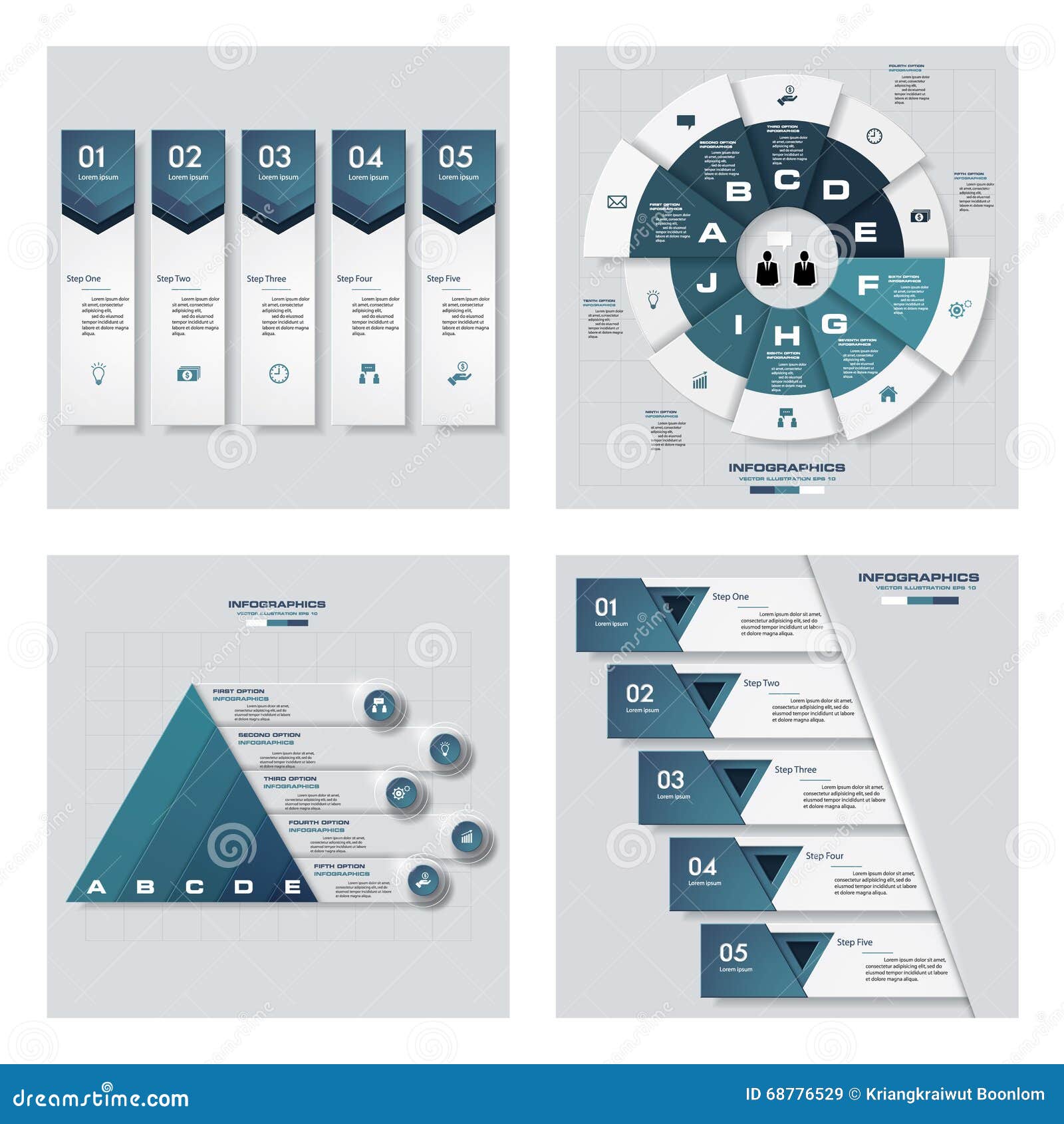 Collection of 4 Blue Color Template/graphic or Website Layout. Vector ...