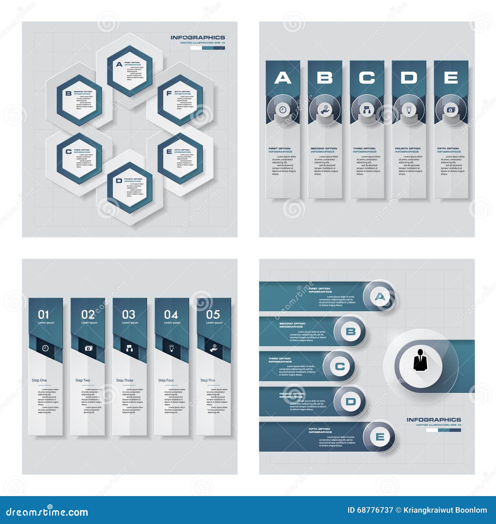 Collection of 4 Blue Color Template/graphic or Website Layout. Vector ...