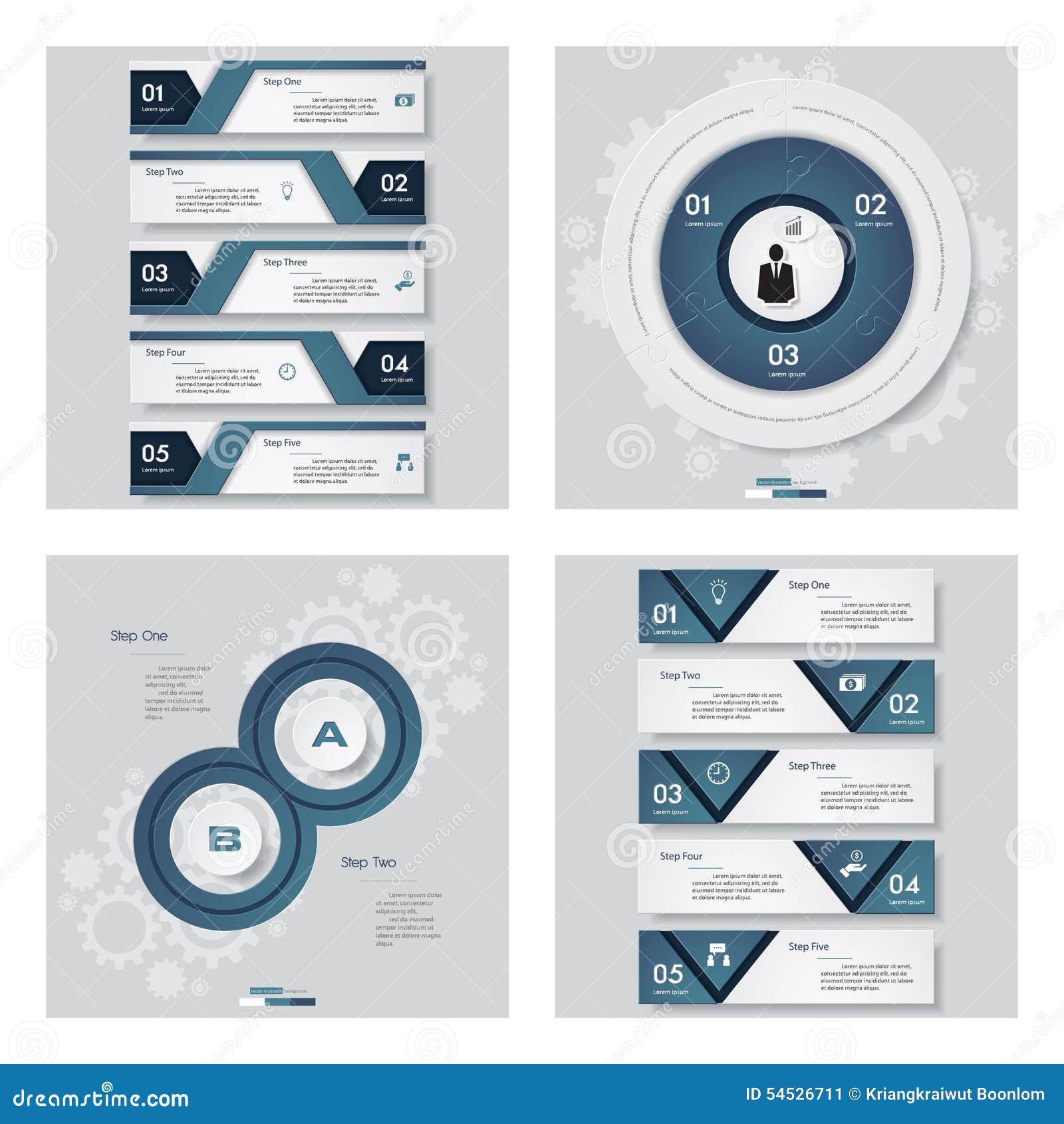 Collection of 4 Blue Color Template. Vector Background. Stock Vector ...