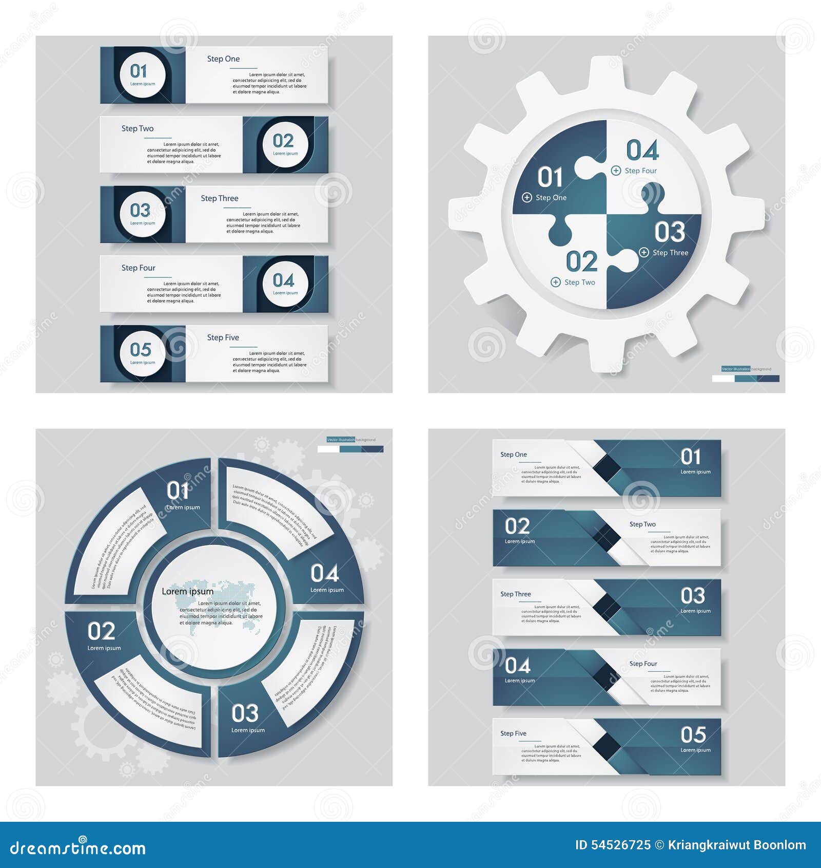 Collection of 4 Blue Color Template. Vector Background. Stock Vector ...