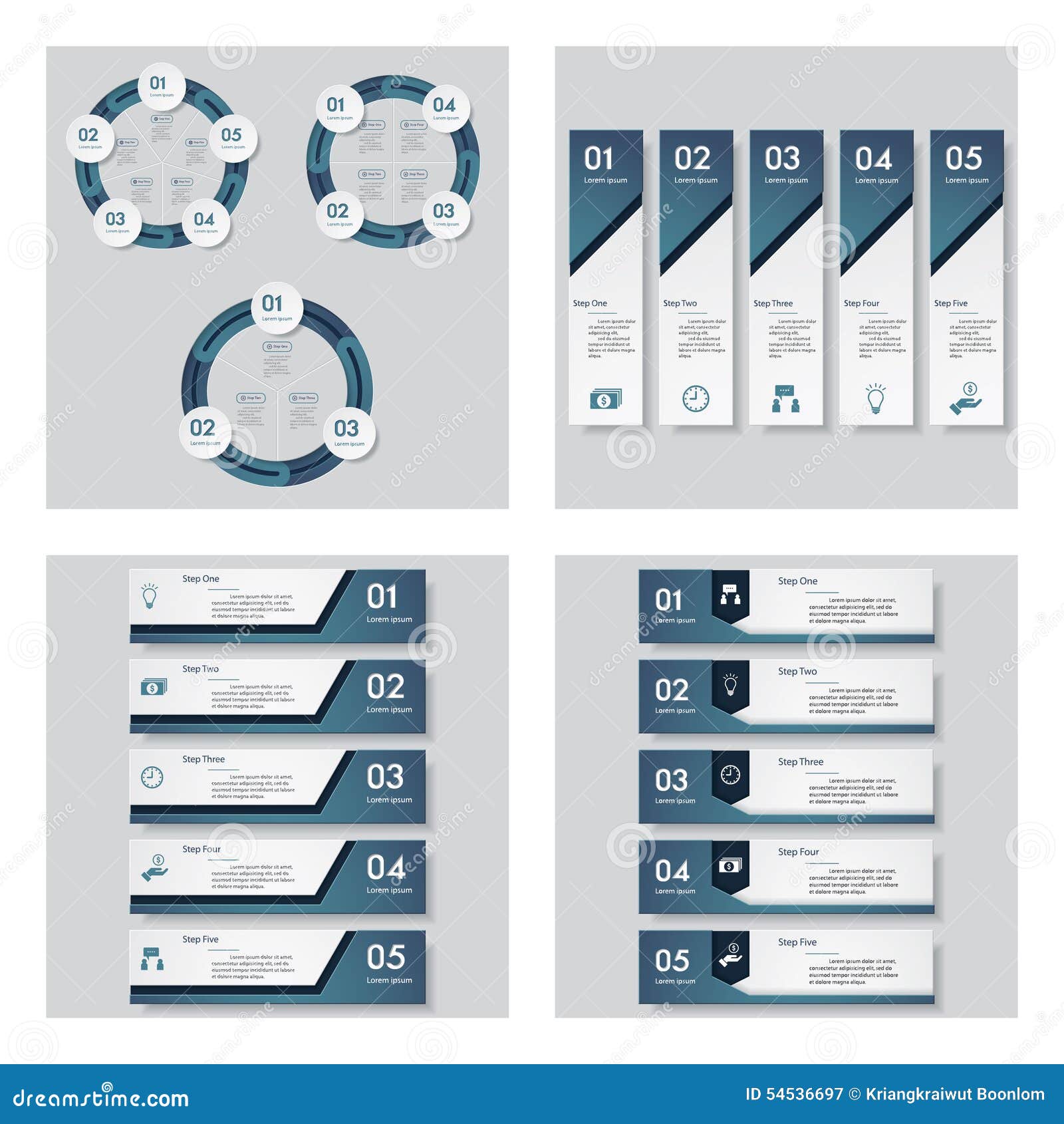 Collection of 4 Blue Color Template. Vector Background. Stock Vector ...
