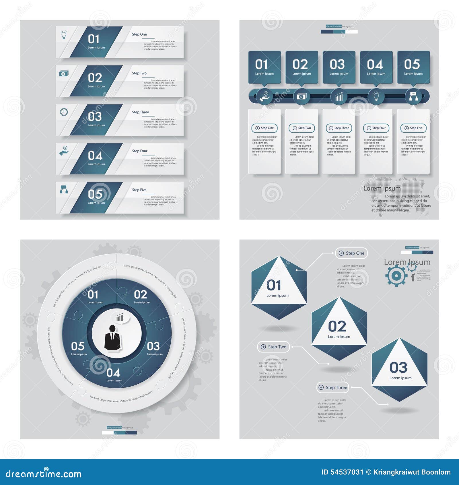 Collection of 4 Blue Color Template. Vector Background. Stock Vector ...