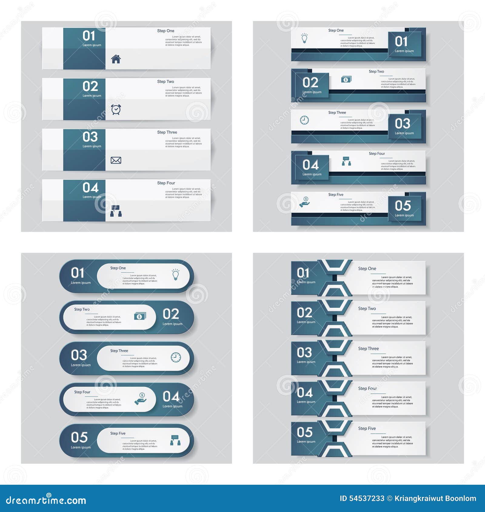Collection of 4 Blue Color Template. Vector Background. Stock Vector ...
