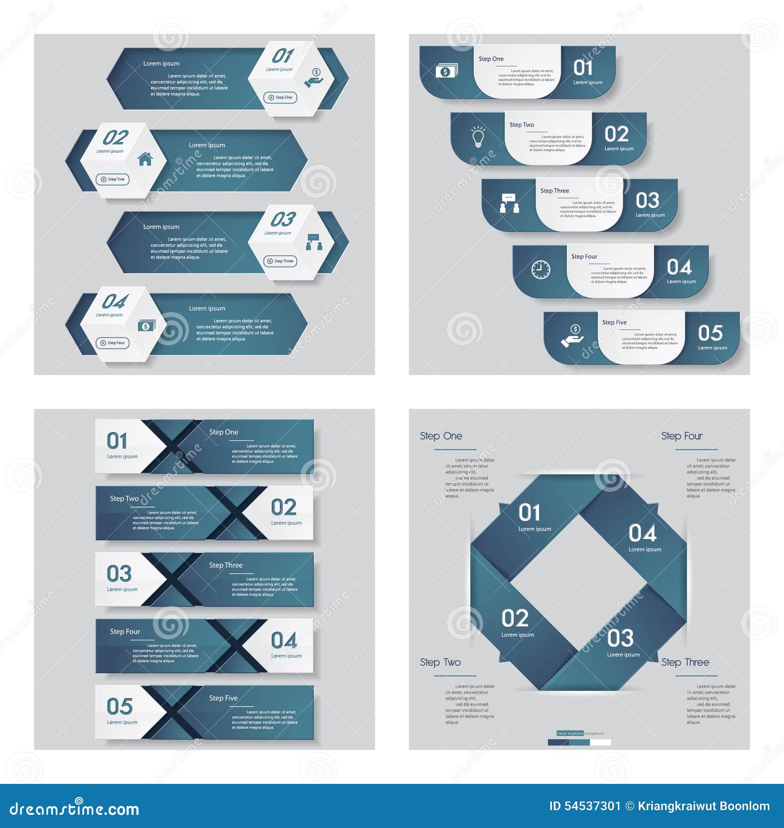 Collection of 4 Blue Color Template. Vector Background. Stock Vector ...