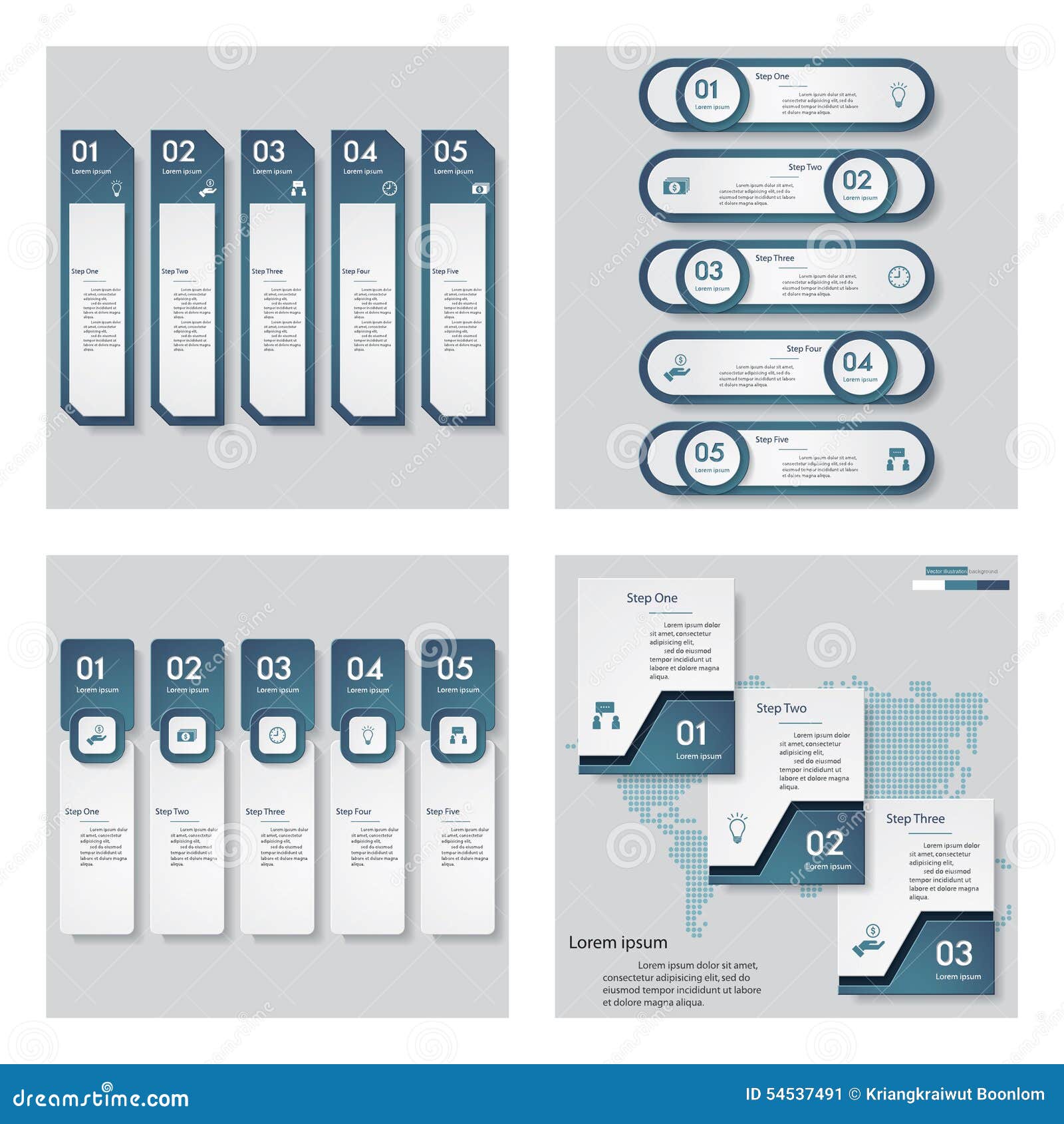 Collection of 4 Blue Color Template. Vector Background. Stock Vector ...