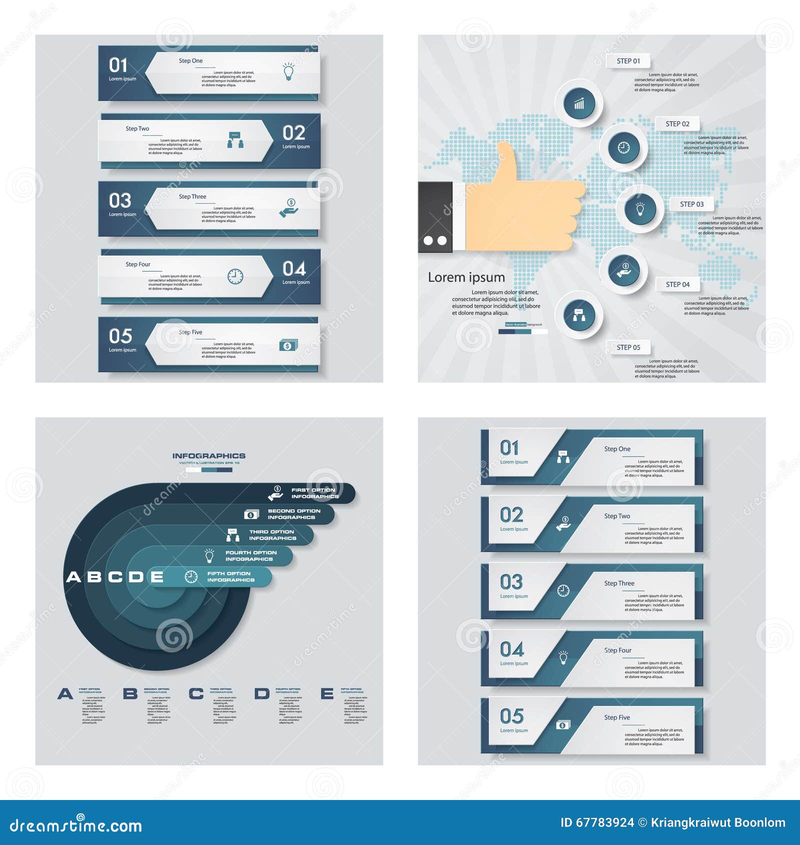 Collection of 4 Blue Color Template. Vector Background. for Your Idea ...