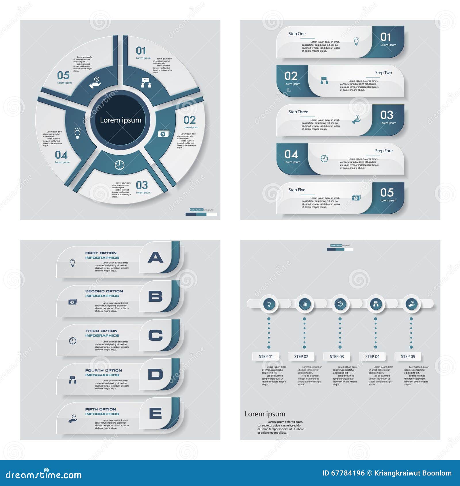 Collection of 4 Blue Color Template. Vector Background. for Your Idea ...