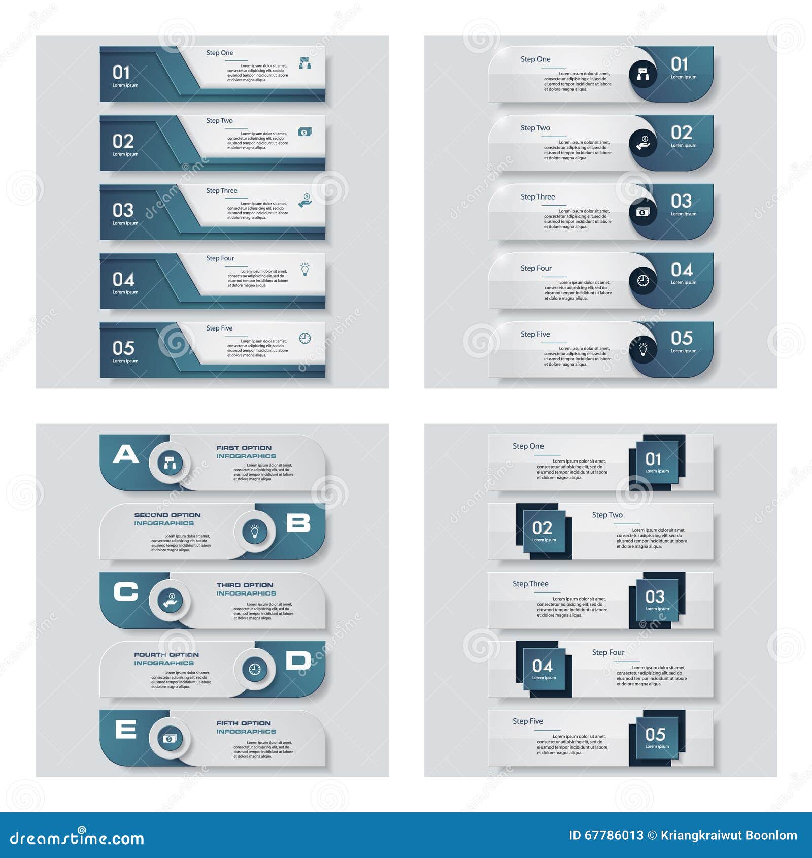 Collection of 4 Blue Color Template. Vector Background. for Your Idea ...