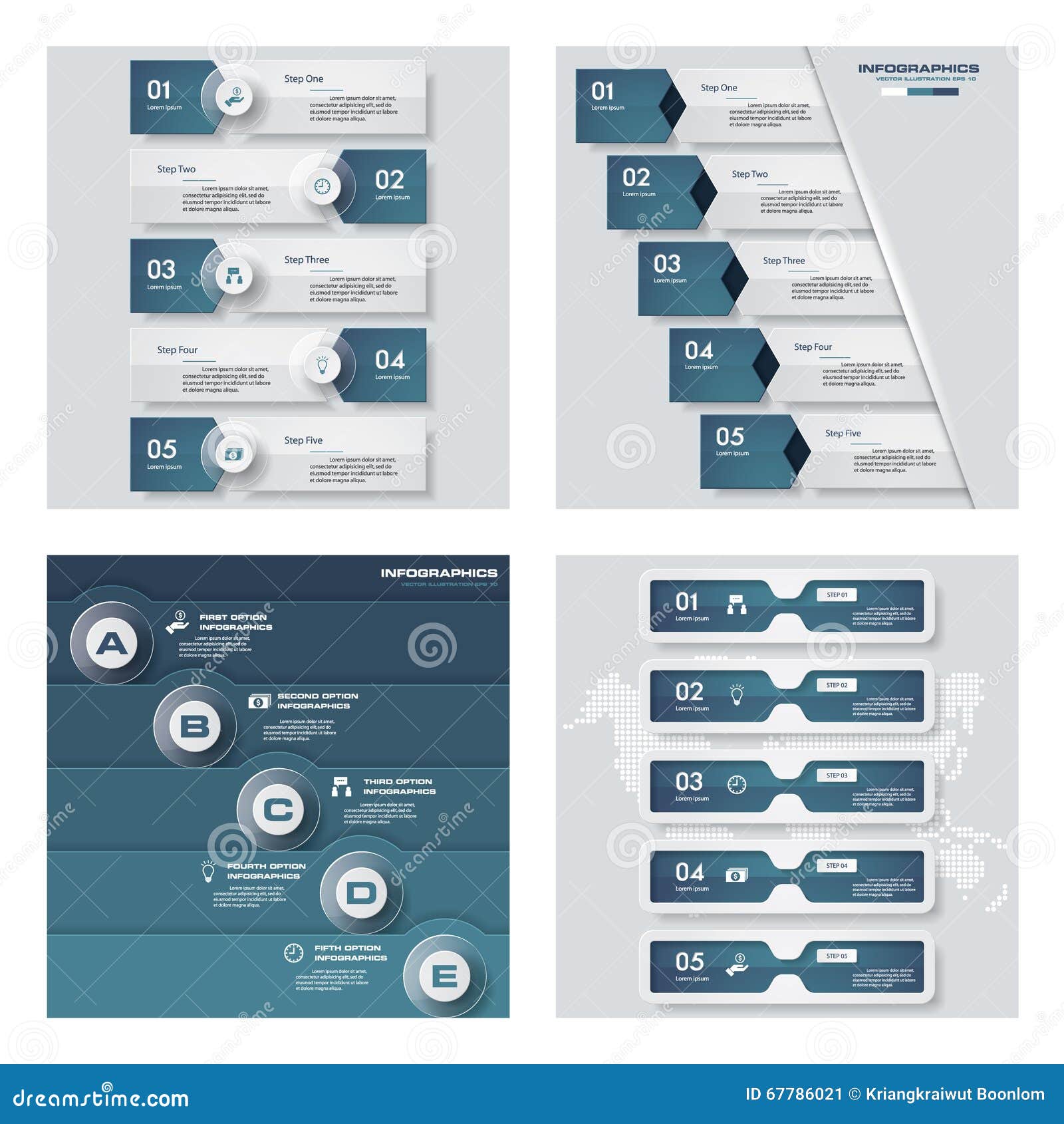 Collection of 4 Blue Color Template. Vector Background. for Your Idea ...