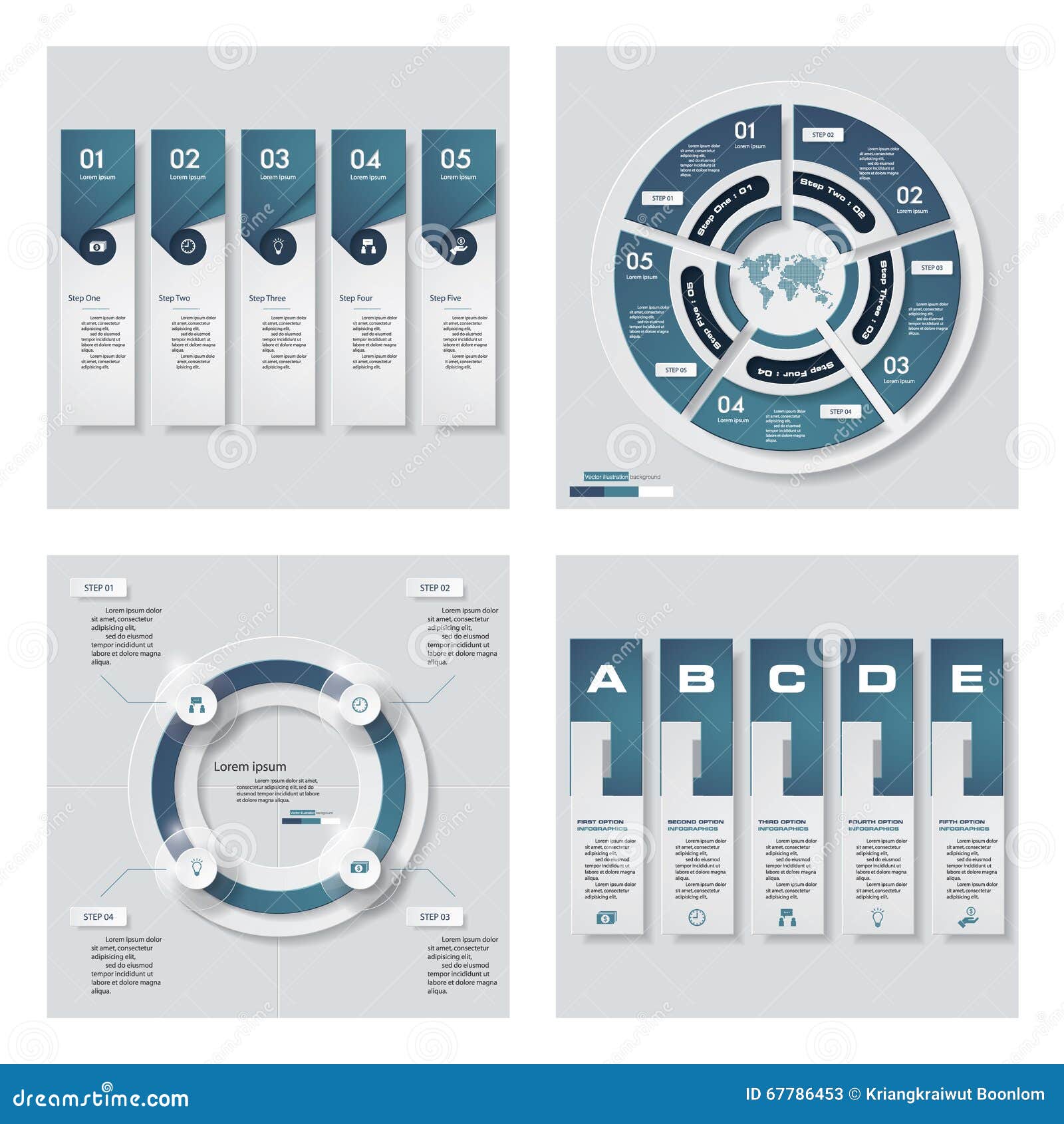 Collection of 4 Blue Color Template. Vector Background. for Your Idea ...