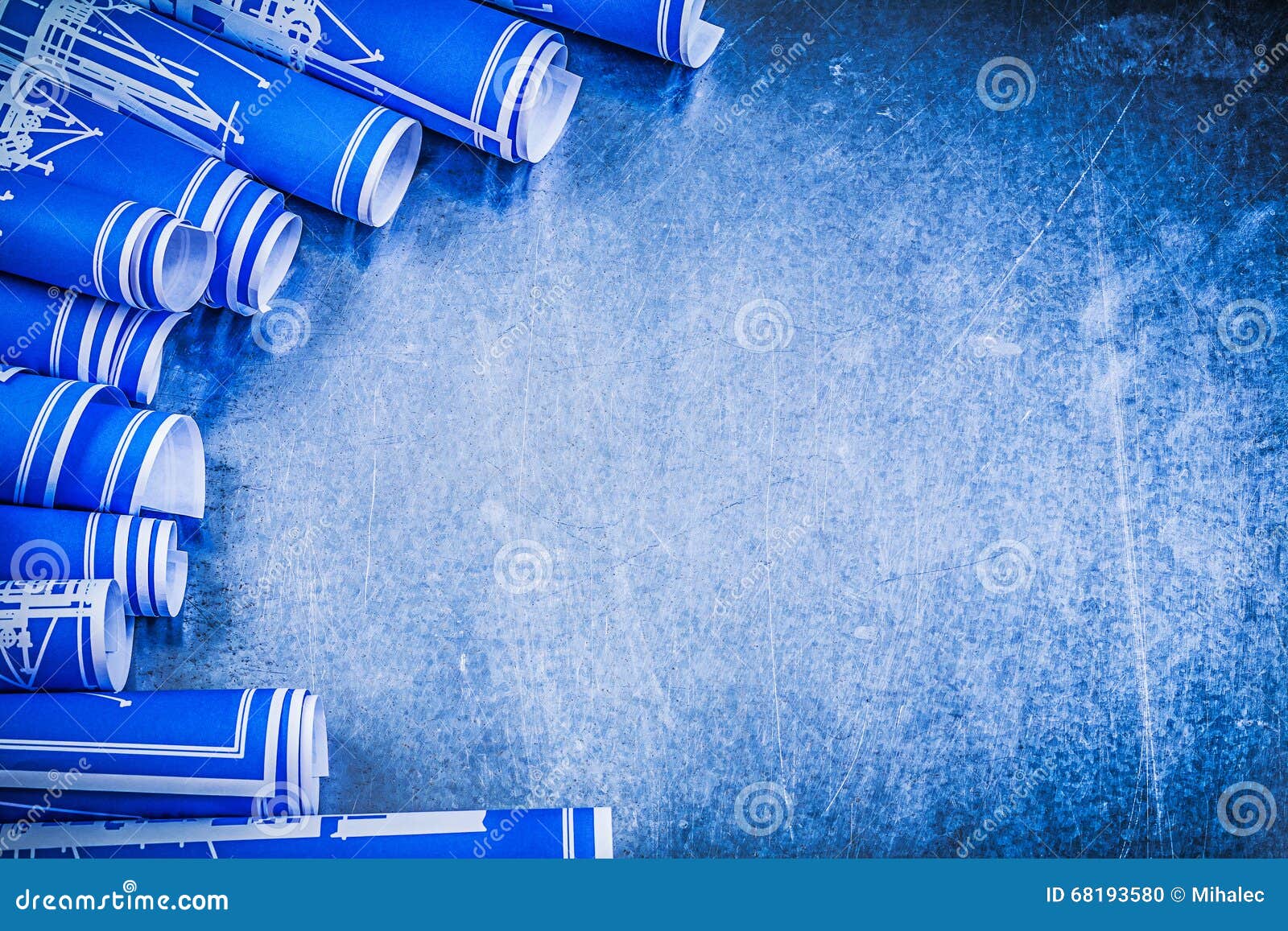 Collection Blue Construction Plans Metallic Background Mai Stock Photos ...
