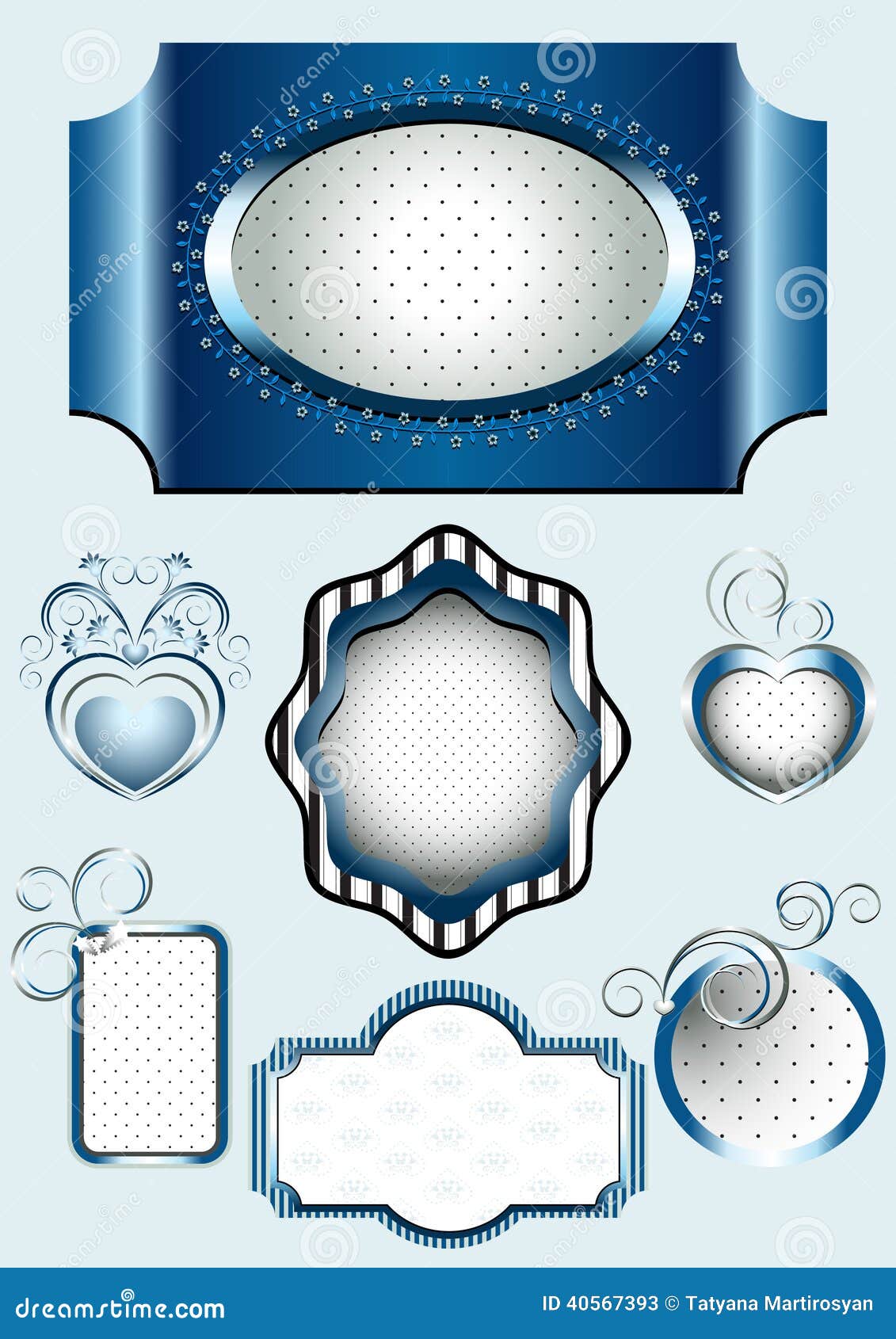Collection of Blue Framework with the Decor of Spirals Stock ...