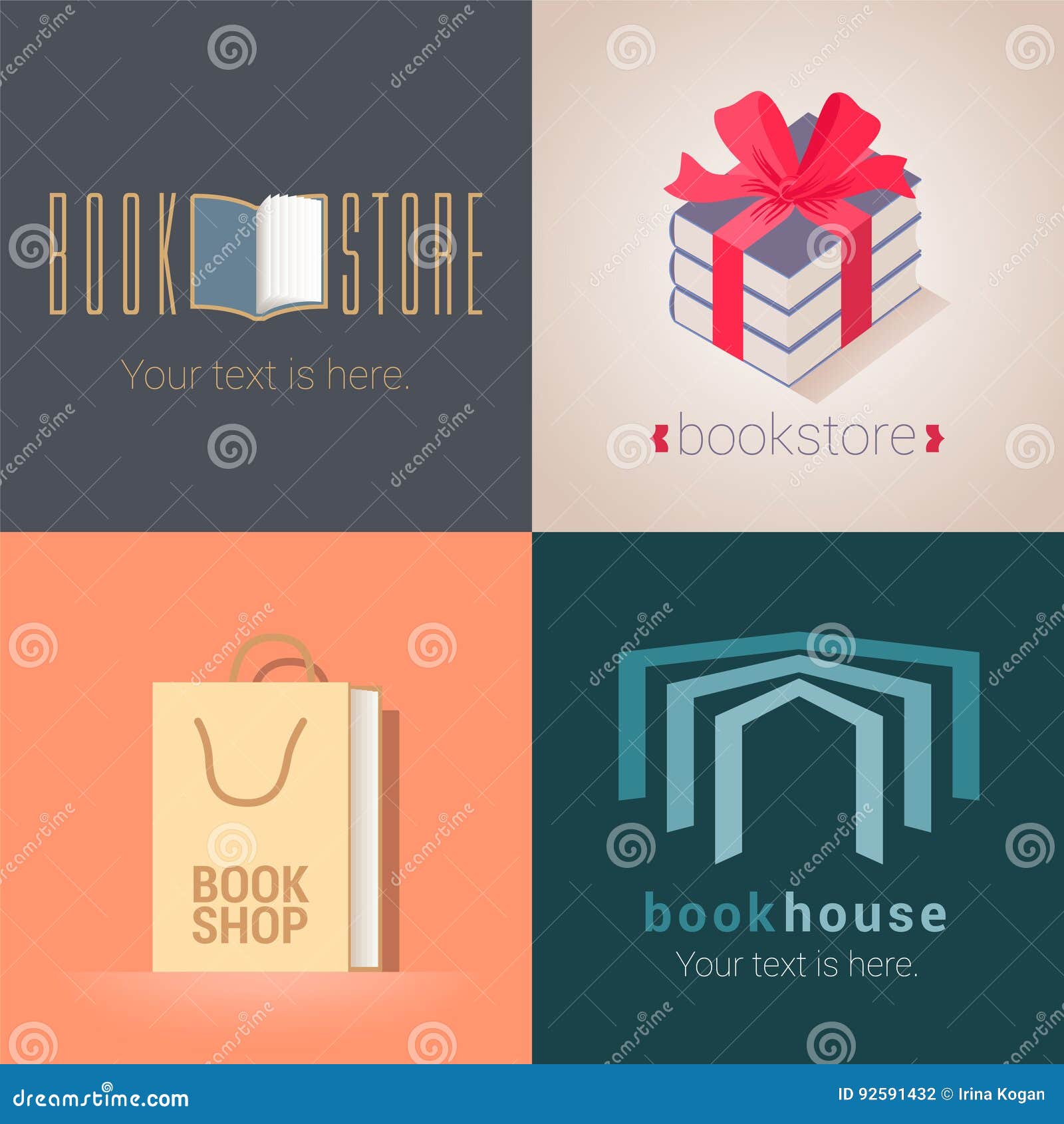 Collection of Bookstore, Bookshop Vector Emblems, Logo Stock Vector ...