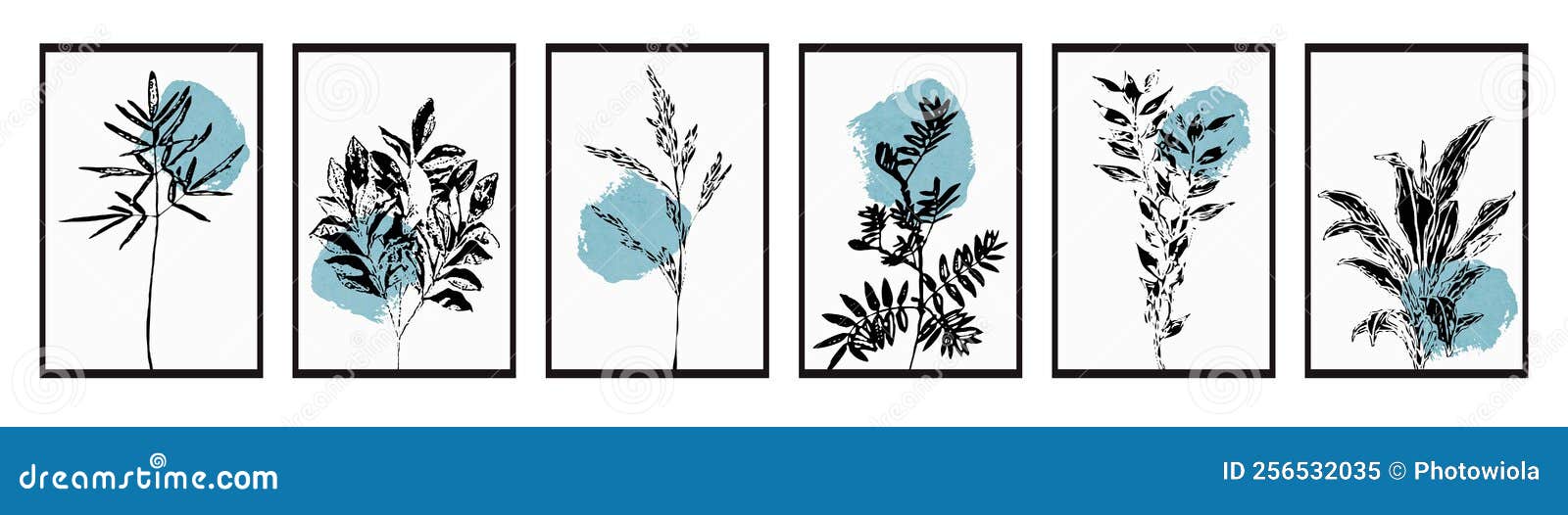 Collection of 6 Botanical Illustrations. Line Art of Plants, Drawing ...