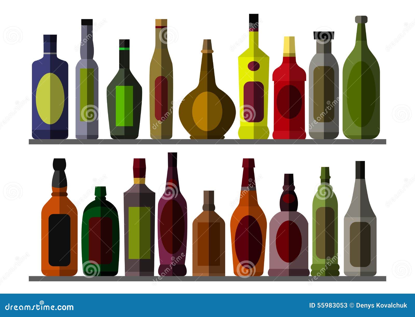 Collection Bottle And Glassware Alcoholic Drinks. Simple Black Line ...