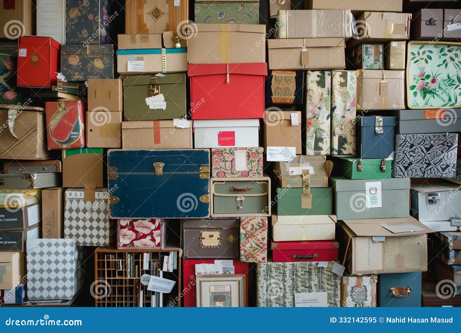 A Collection of Box Packages Piled High in a Whimsical Arrangement ...