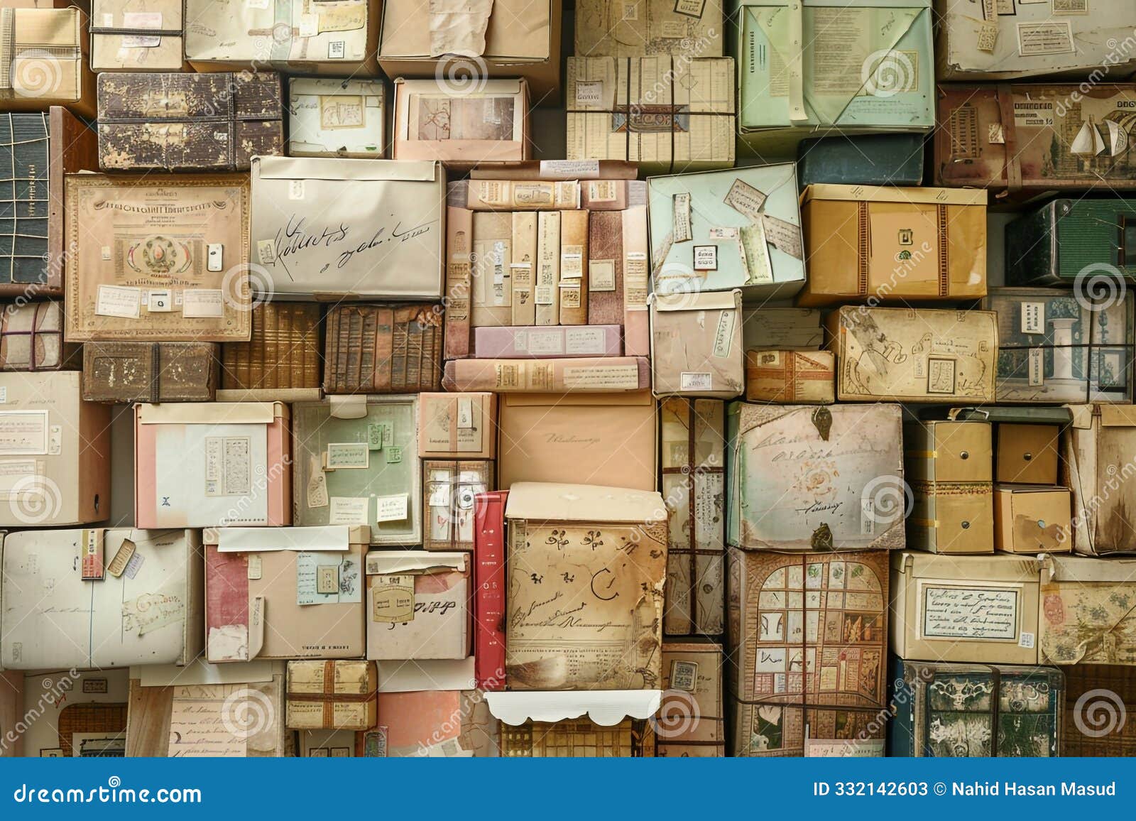 A Collection of Box Packages Piled High in a Whimsical Arrangement ...