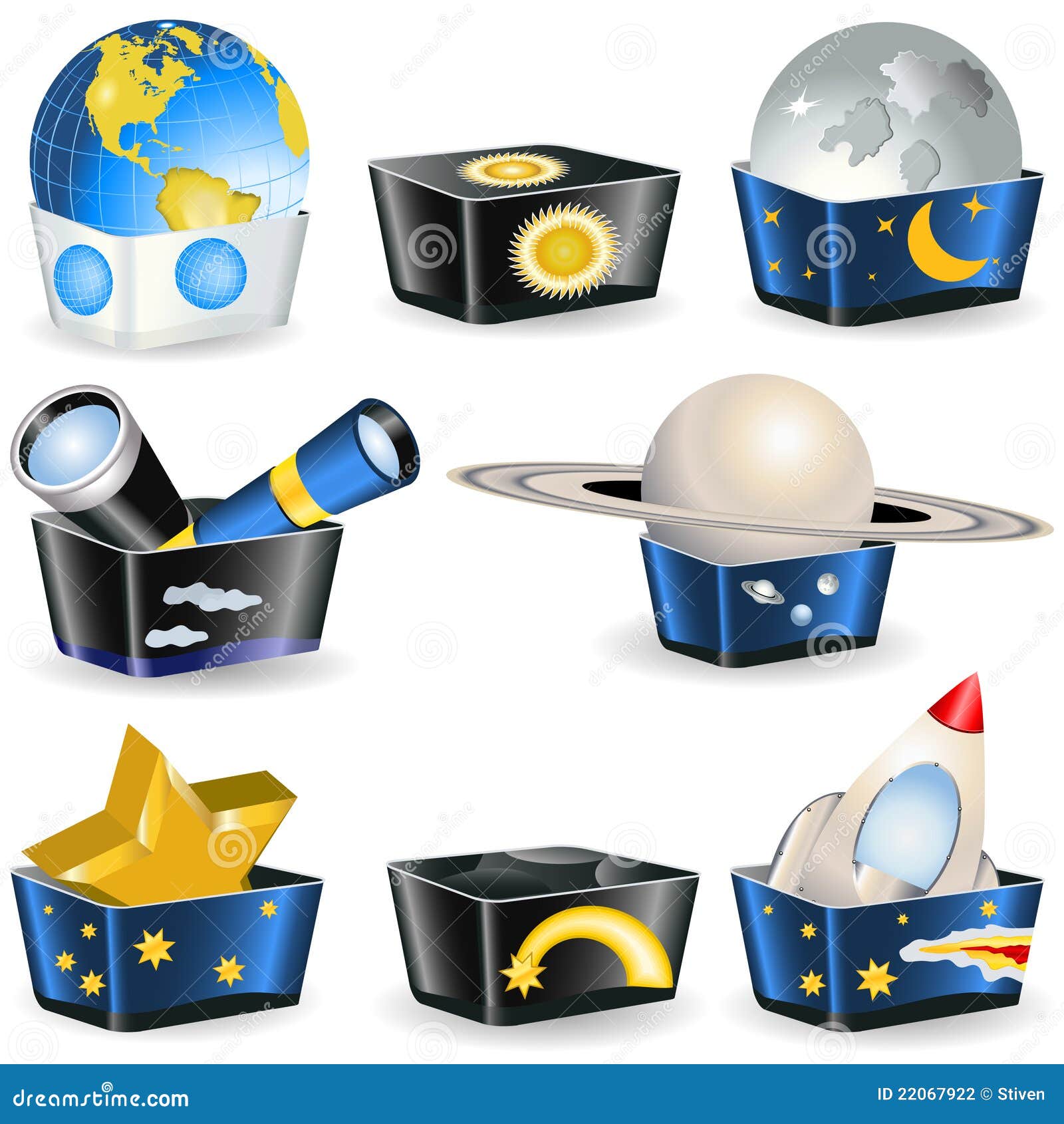 Collection of Boxes - Astronomy Stock Vector - Illustration of ...