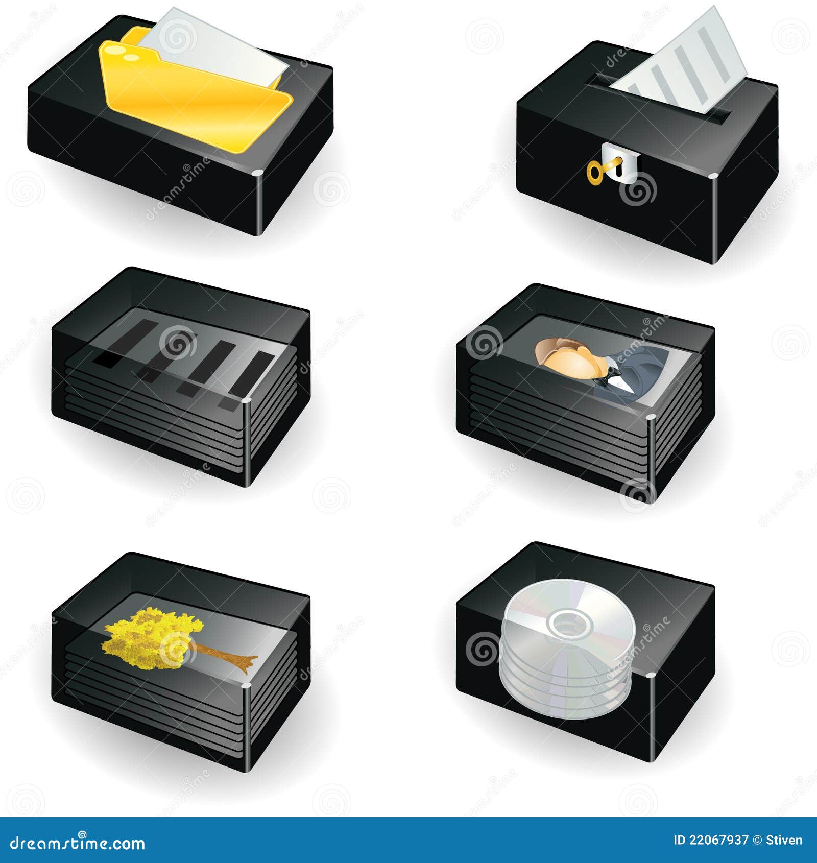 Collection of Boxes - Document Icons Serial Stock Vector - Illustration ...