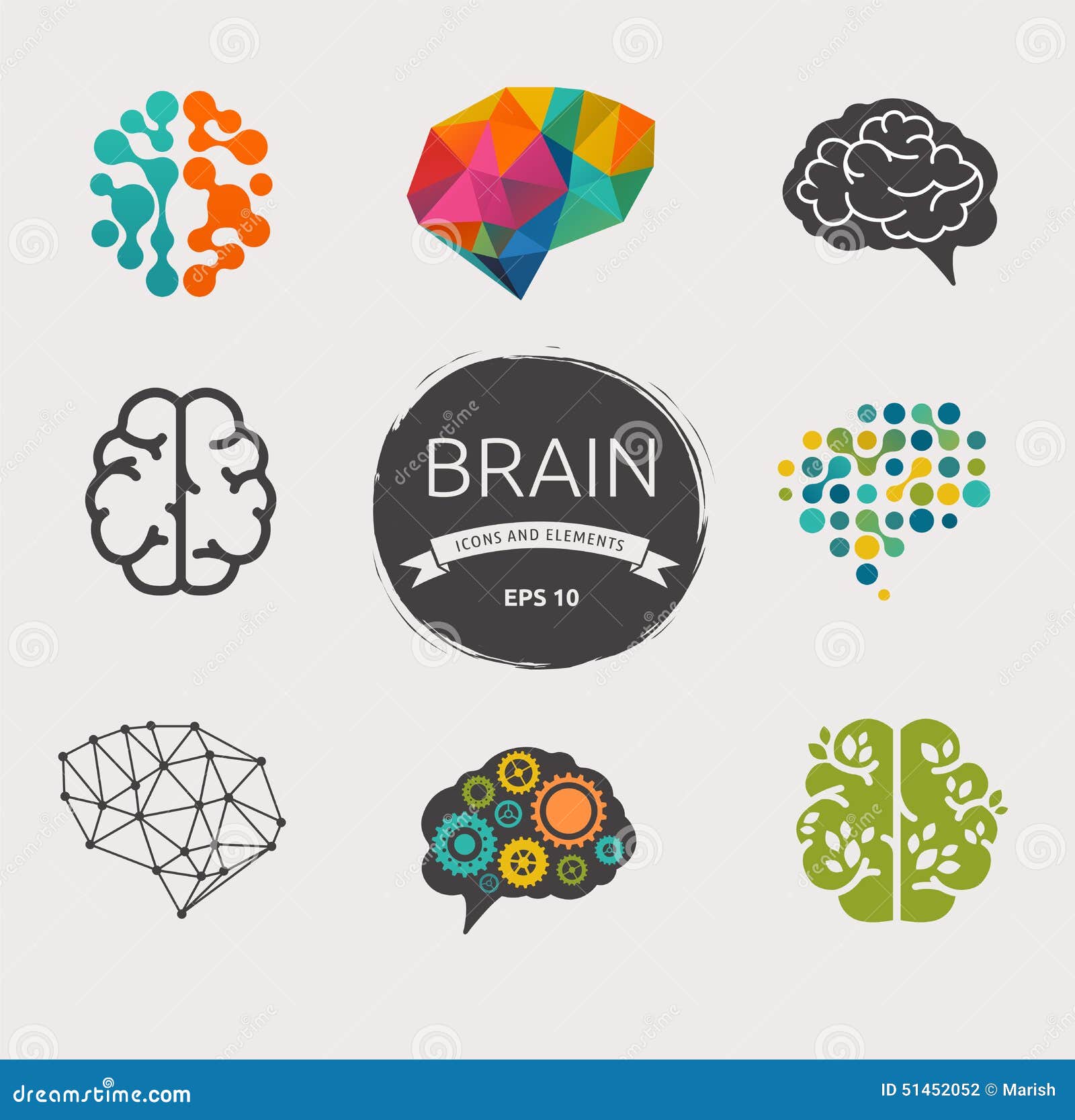 Collection Of Brain, Creation And Idea Icons And Elements.Creati Vector ...