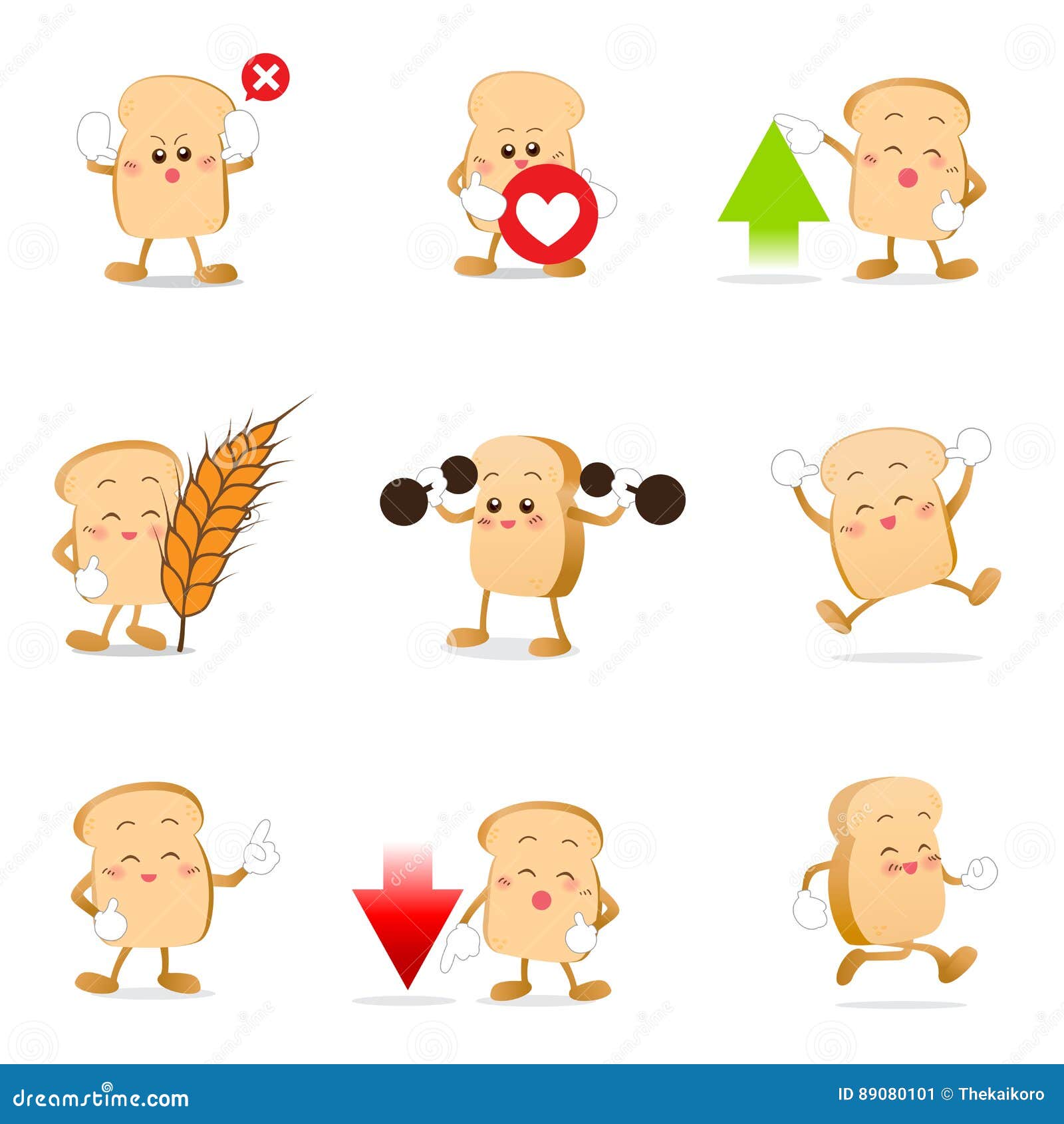 Set Of Bread Cartoon Icon Design Template With Scone And Various Models ...